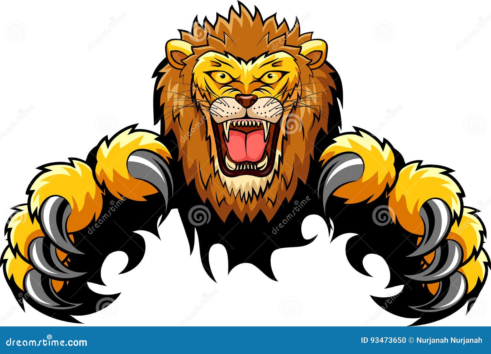 Lion Attack Concept stock vector. Illustration of bold - 93473650