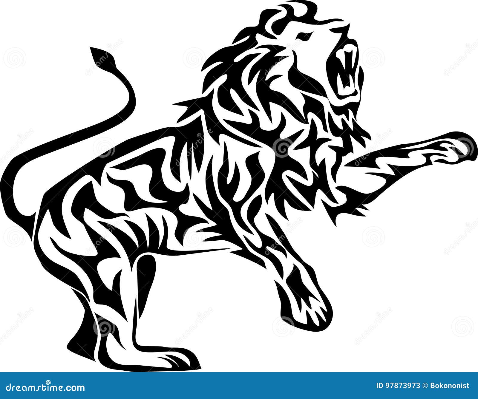 Lion attacking stock vector. Illustration of power, carnivore - 97873973