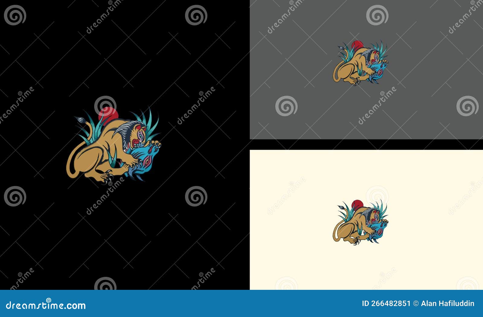 Lion Beating Head Pig Vector Artwork Design Stock Vector - Illustration ...