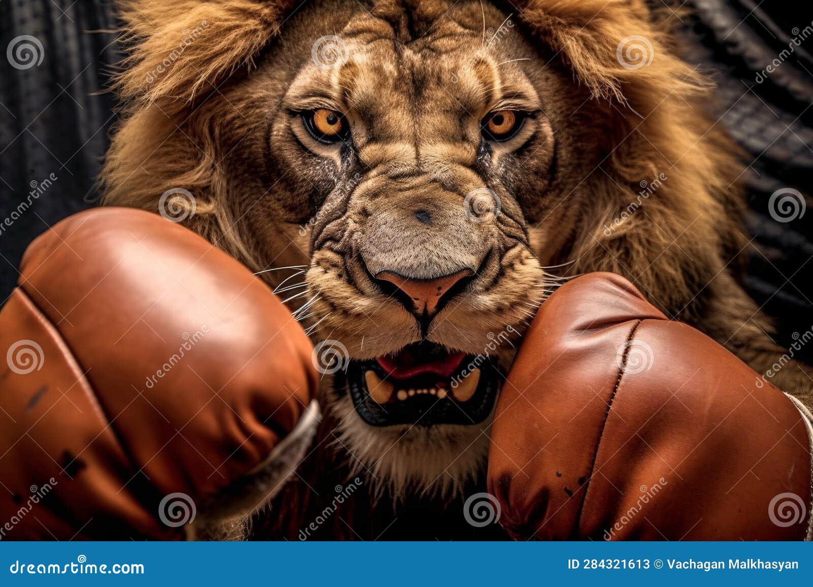 Lion Boxer. Lion in Boxing Gloves. the Lion is Boxing Stock ...