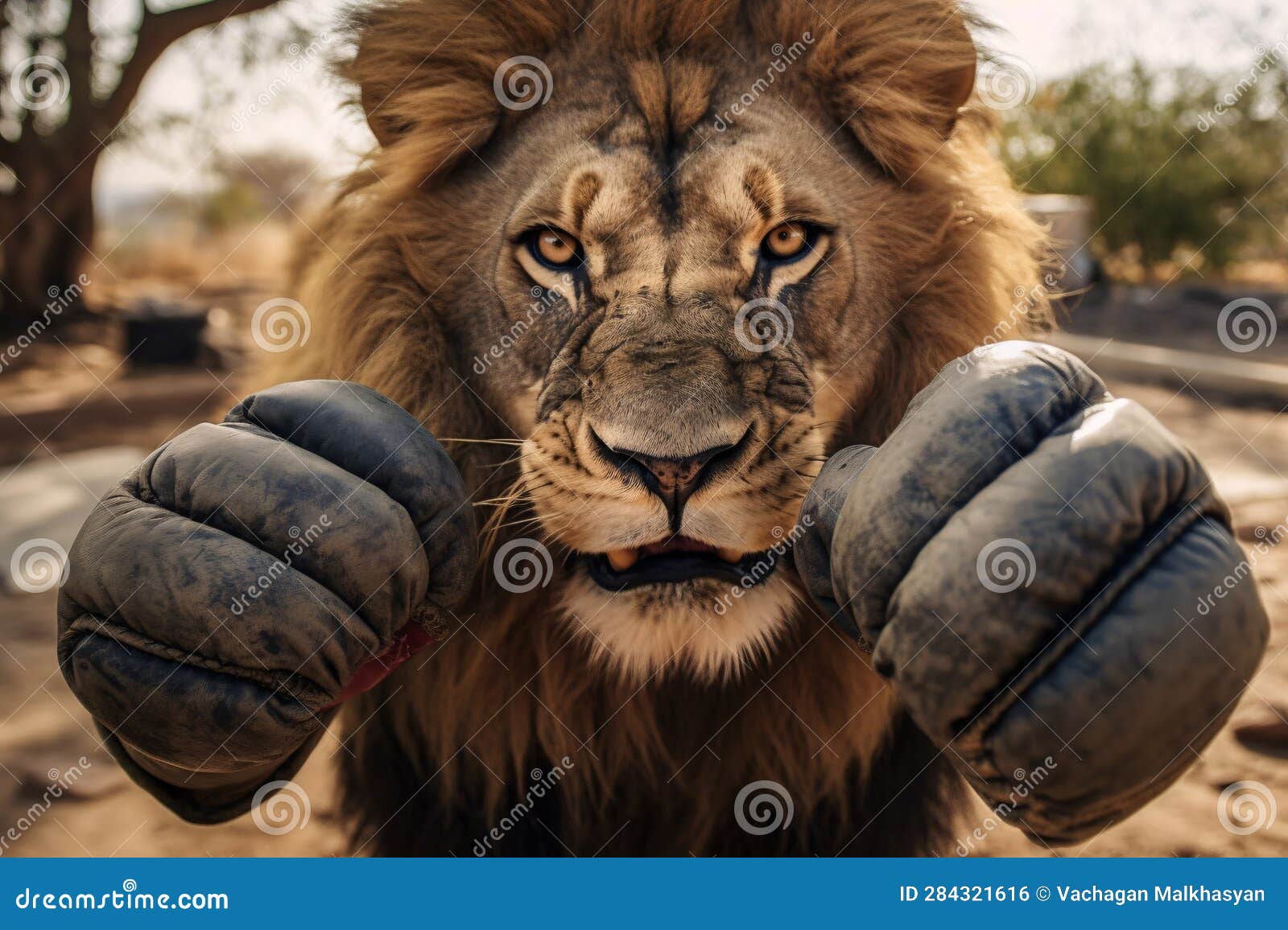 Lion Boxer. Lion in Boxing Gloves. the Lion is Boxing Stock ...
