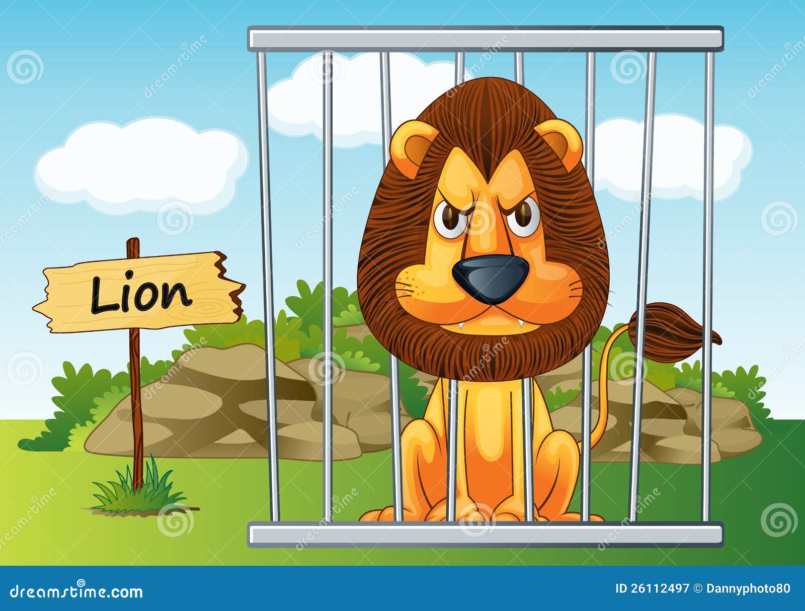 Lion In Cage Vector Illustration | CartoonDealer.com #80999924