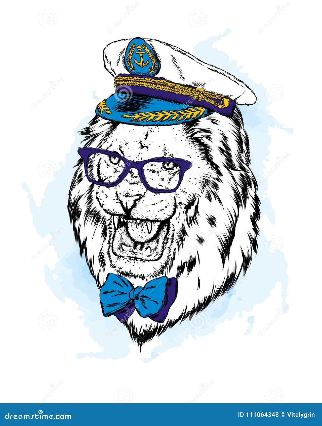 Lion in the Captain`s Cap. Vector Illustration Stock Vector ...