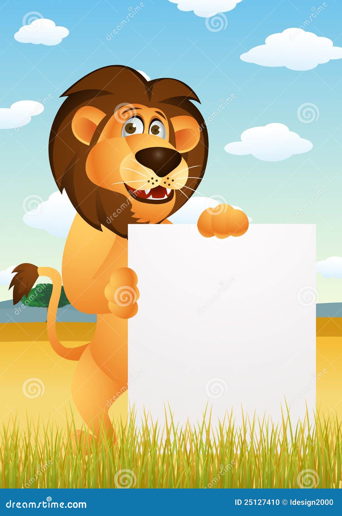 Lion Cartoon with Blank Sign Stock Vector - Illustration of lion ...