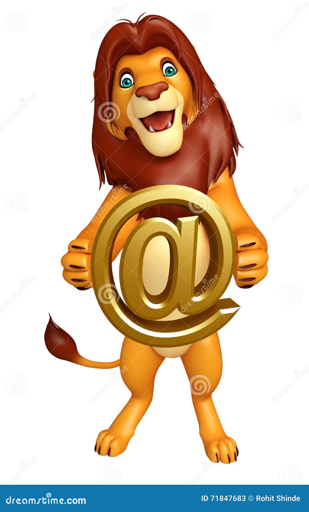 Lion Cartoon Character with at the Rate Stock Illustration ...