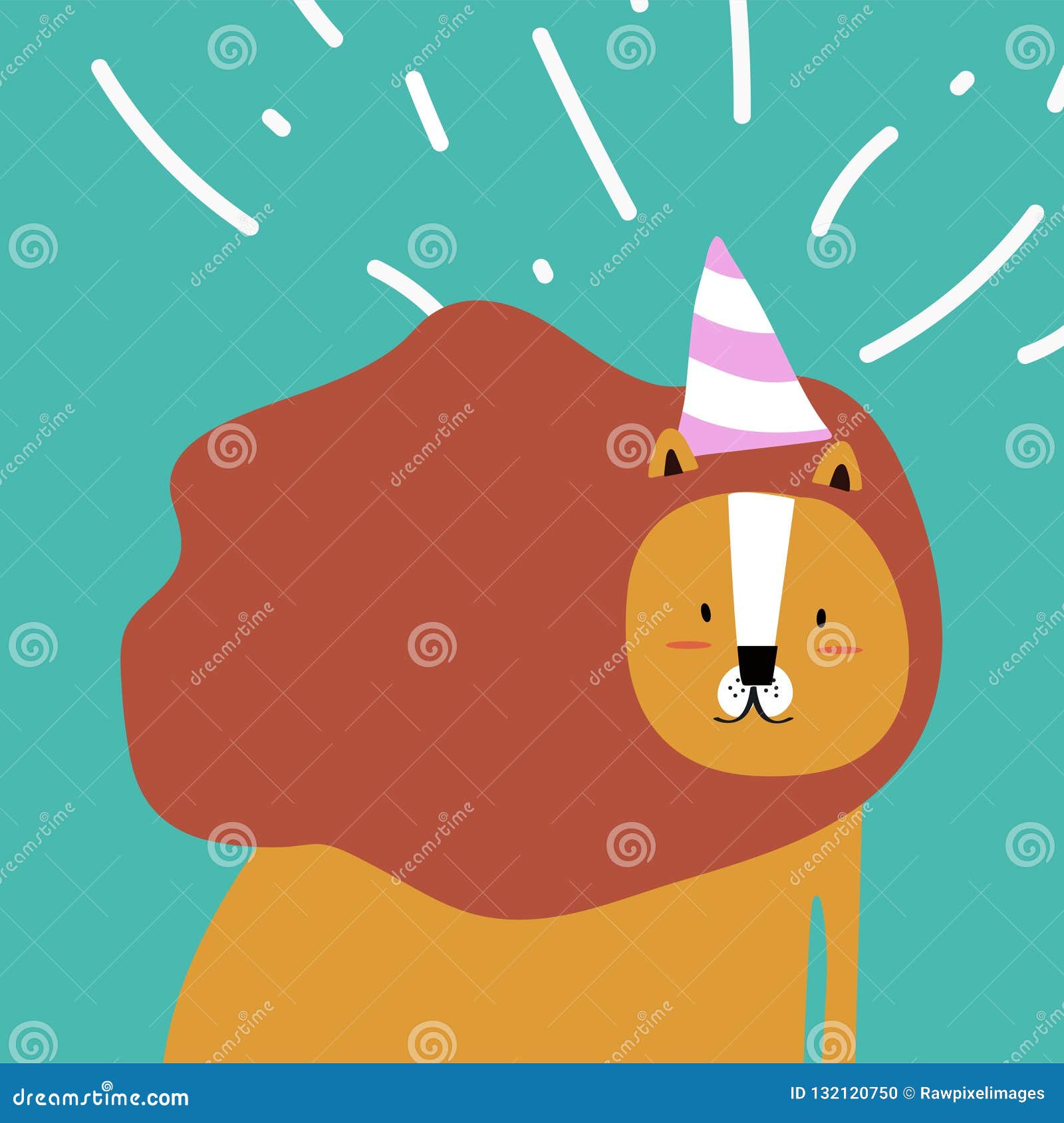 Lion in a Cartoon Style Wearing a Party Hat Vector Stock Vector ...