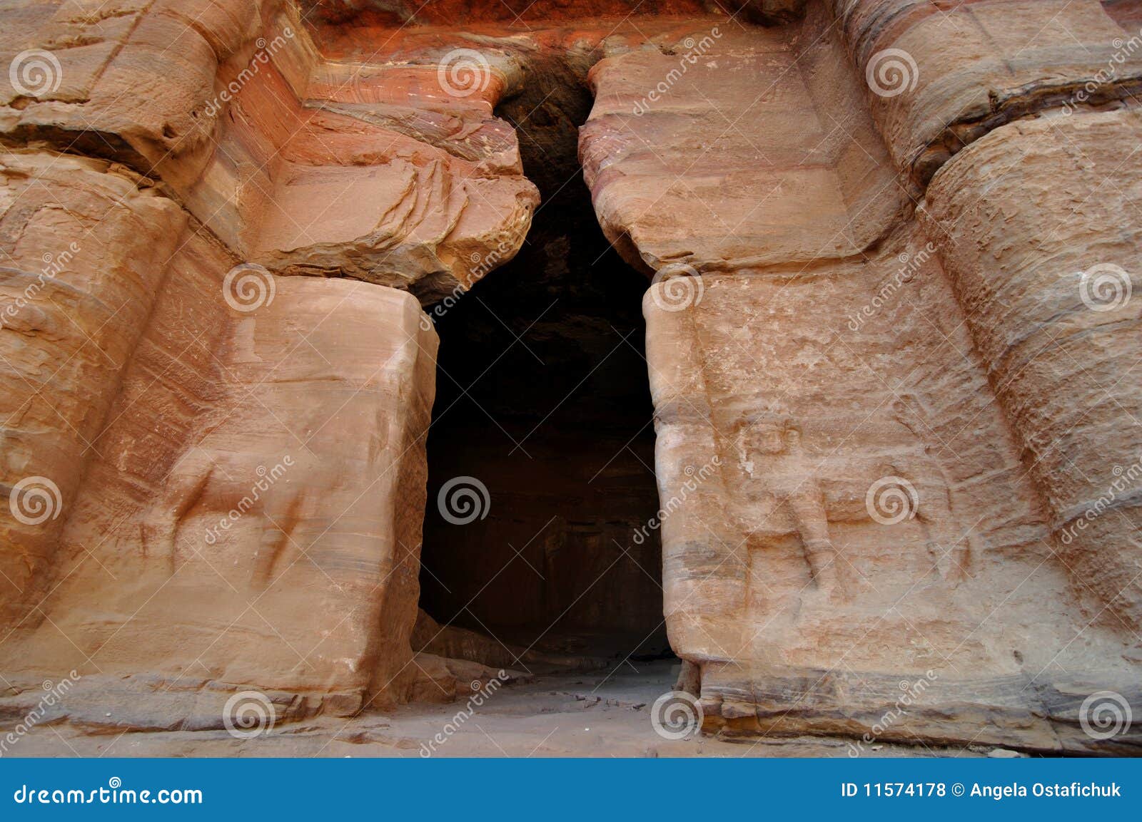 Lion Cave Entrance in Petra, Jordan Stock Photo - Image of asia, rock ...