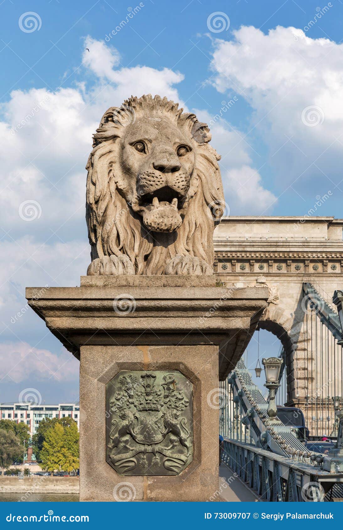 Lion of Chain Bridge in Budapest, Hungary Stock Image - Image of arms ...