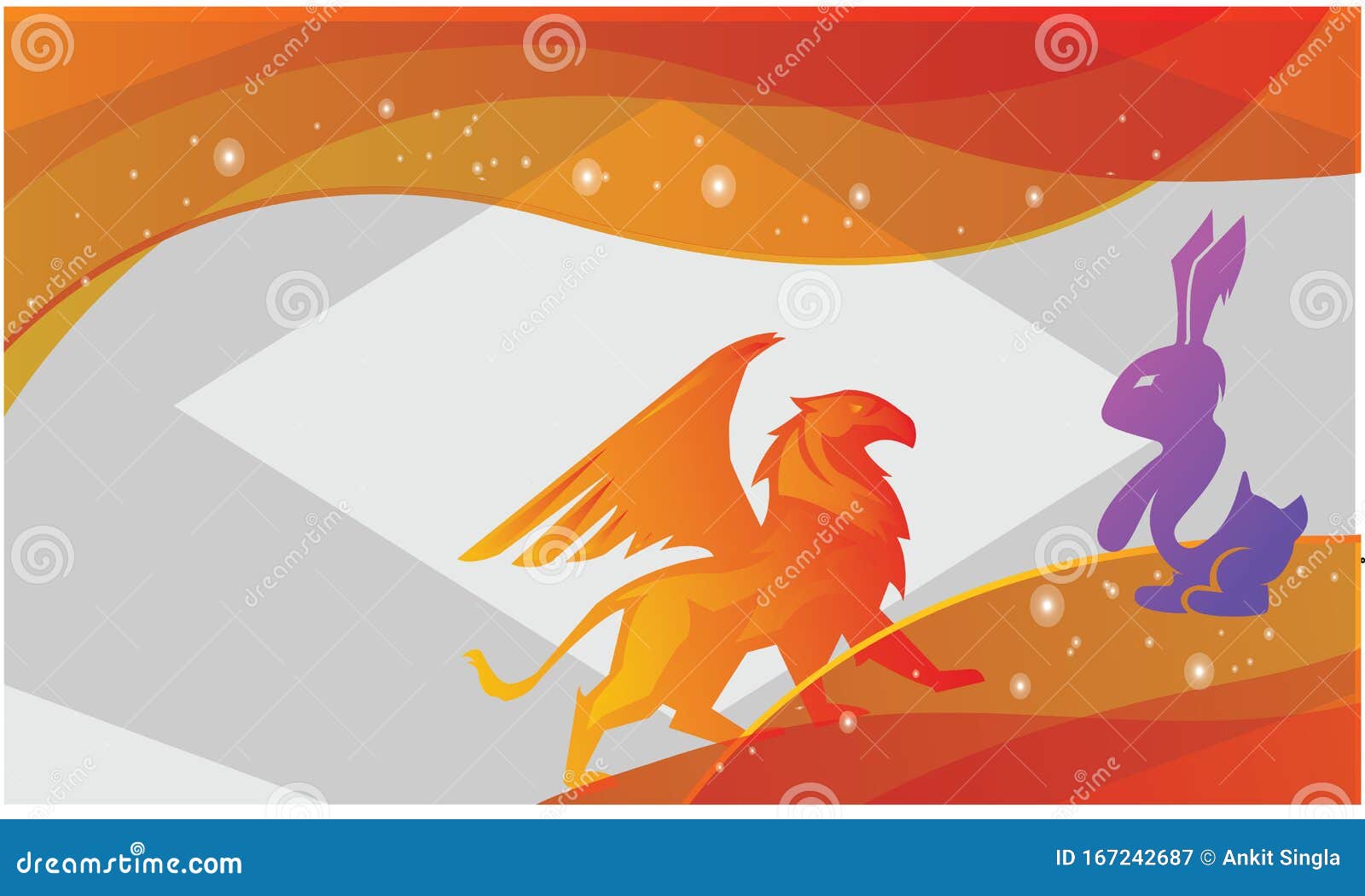 The Fox Is Chasing A Rabbit In An African Savanna Vector Illustration ...
