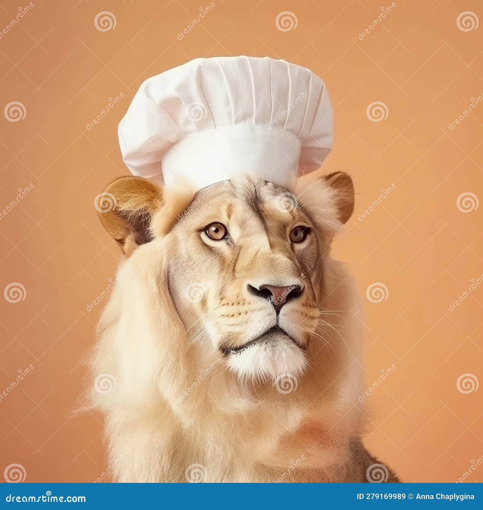 Lion in Chef Uniform, Complete with Toque Hat. Generative AI Stock ...