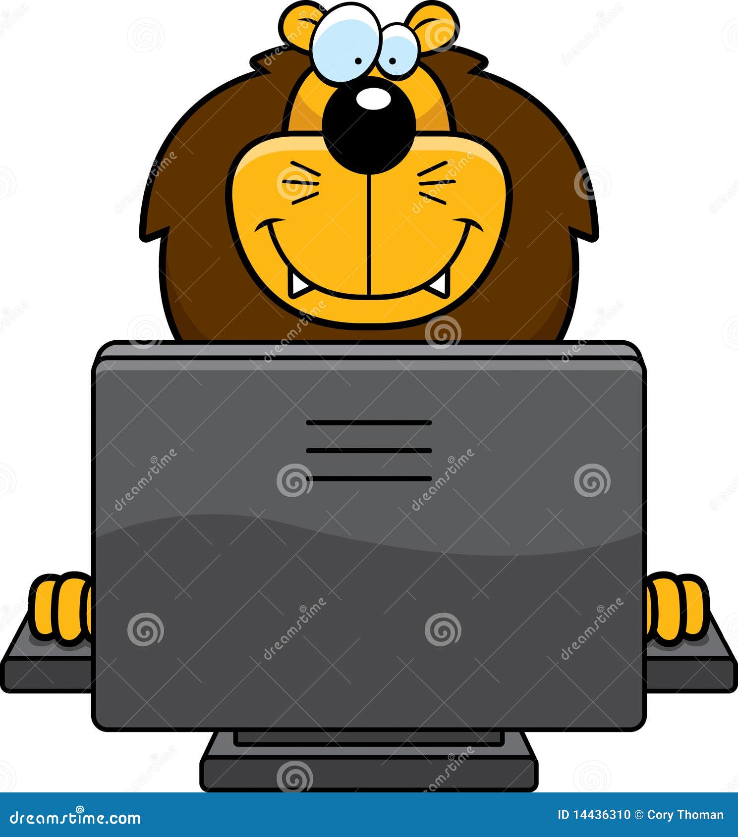 Lion Computer stock vector. Illustration of monitor, program - 14436310