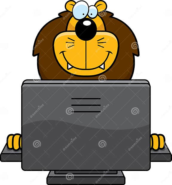 Lion Computer stock vector. Illustration of monitor, program - 14436310