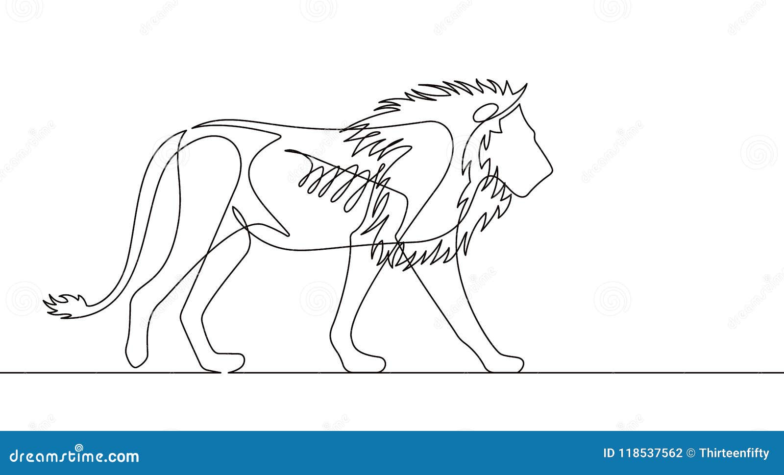 Lion Continuous Line Vector Illustration Ilustración del Vector ...