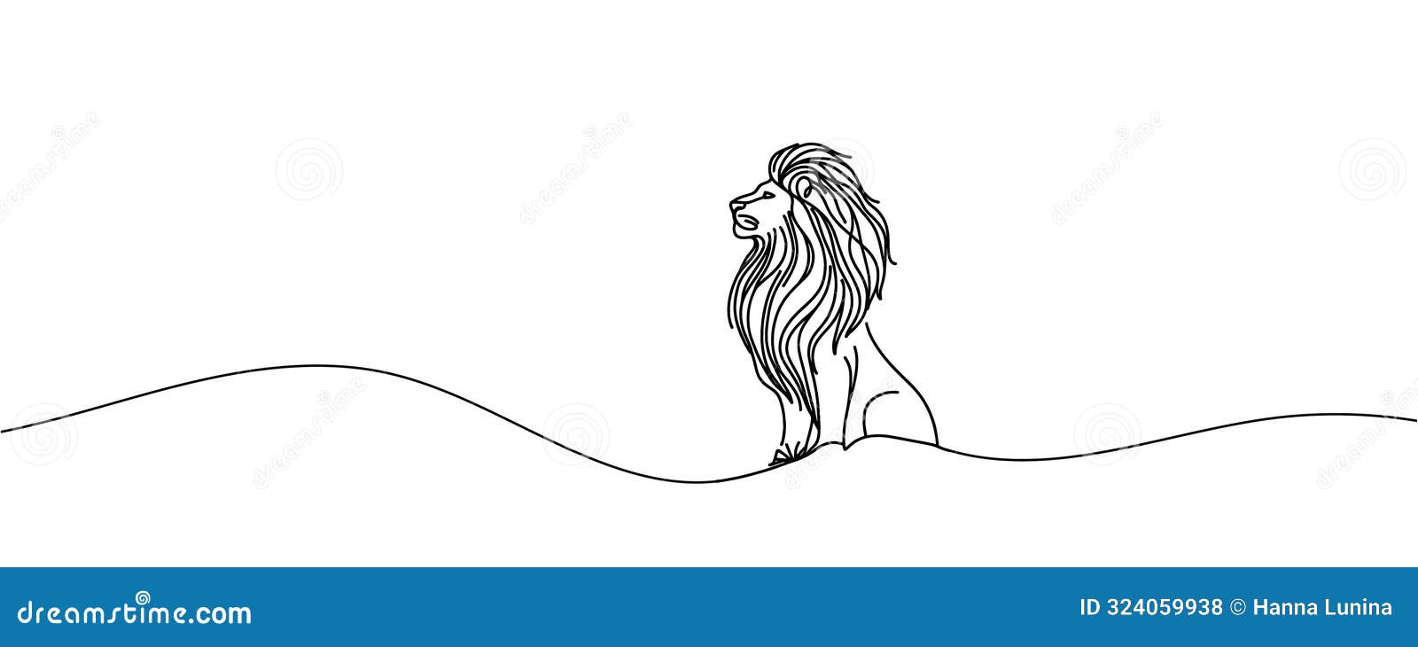 A Lion. Continuous Single Line Drawing. Vector Illustration. Stock ...