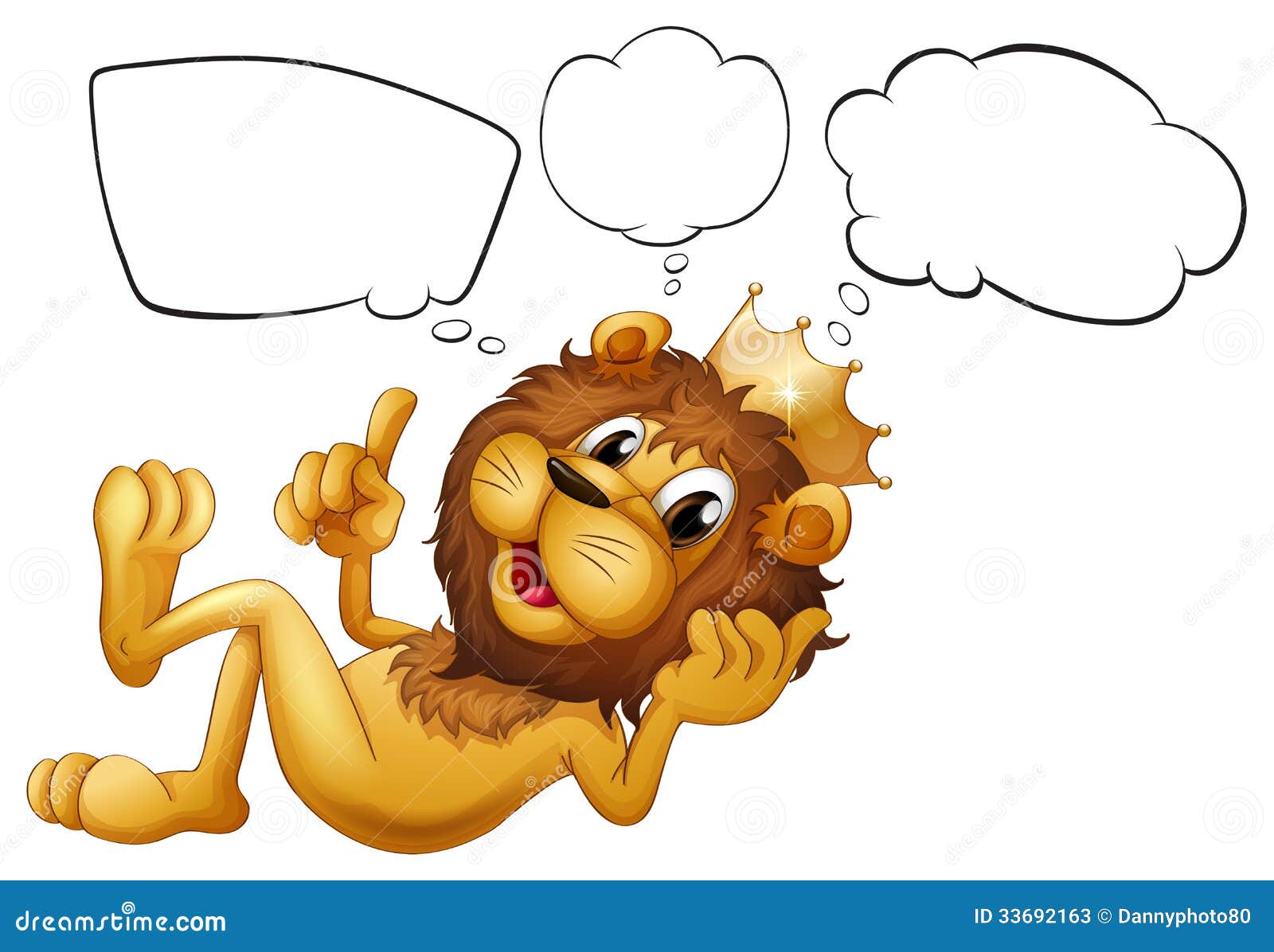 A Lion with a Crown Thinking Stock Illustration - Illustration of ...