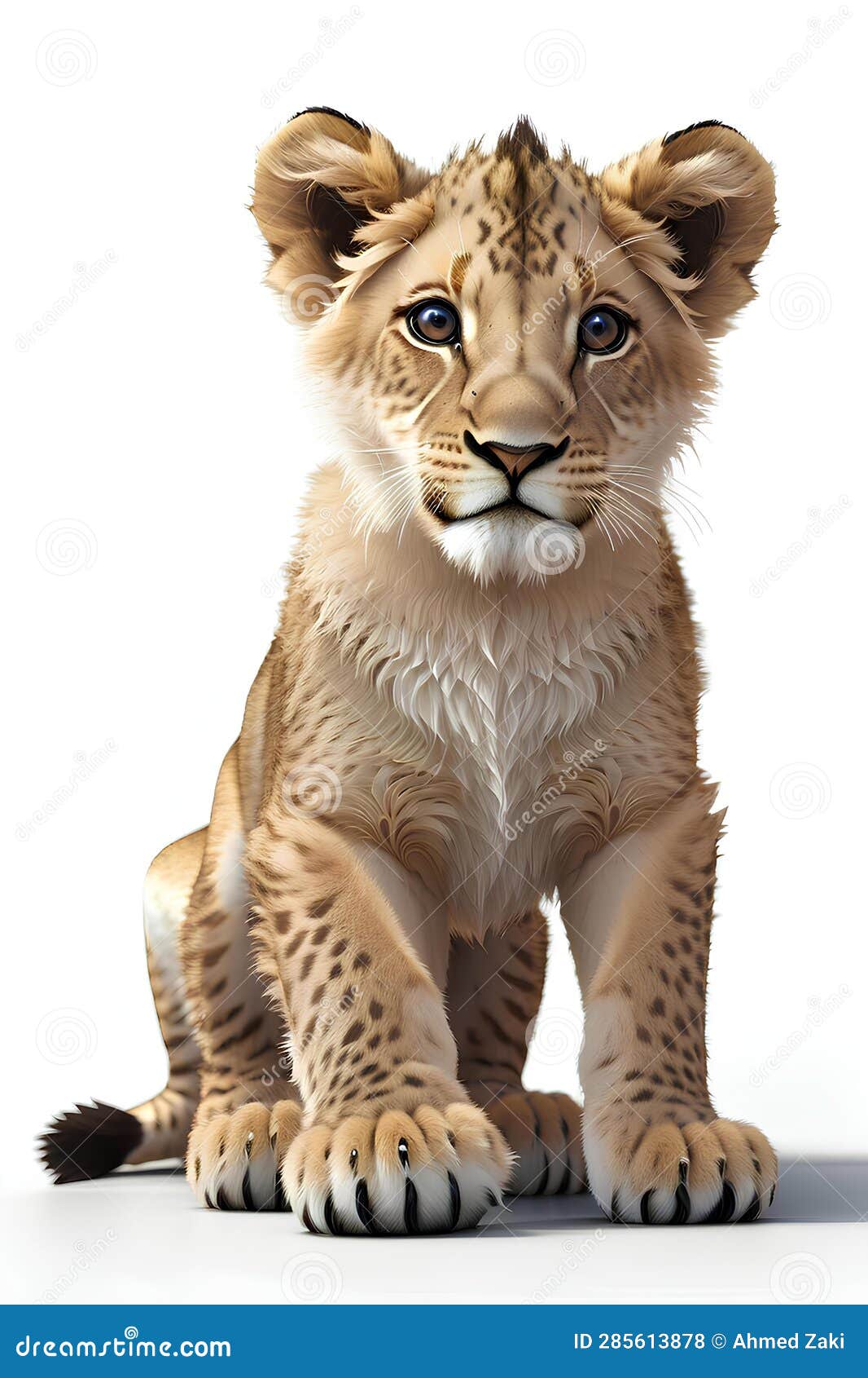 Lion Cub Isolated on White Background AI-Generated Stock Illustration ...