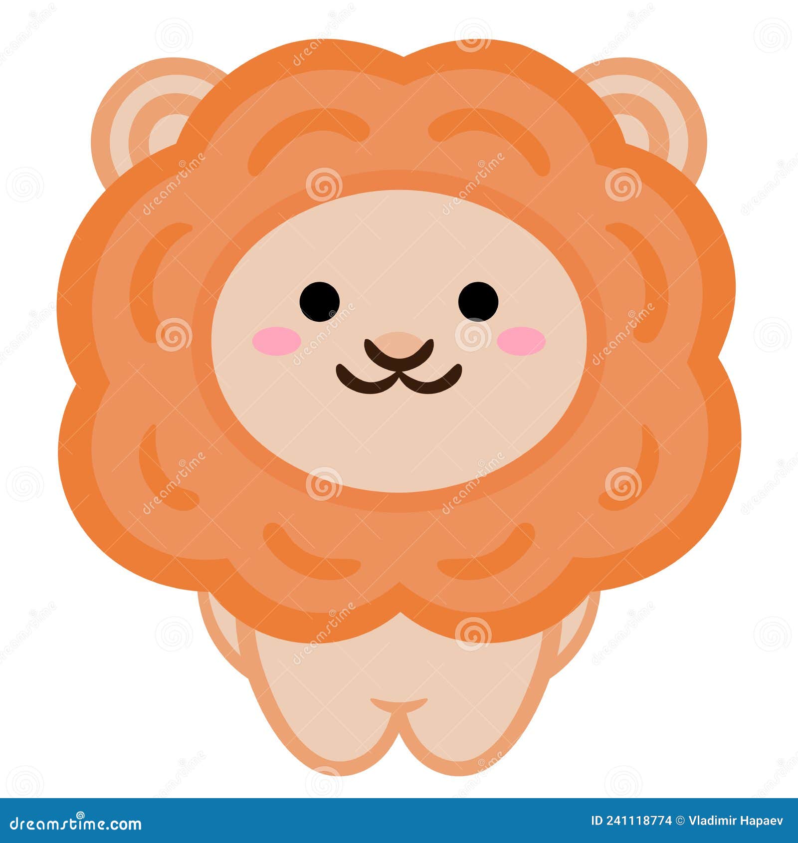 Lion Cute Character Icon. Hand Drawn Vector Illustration. Stock Vector ...