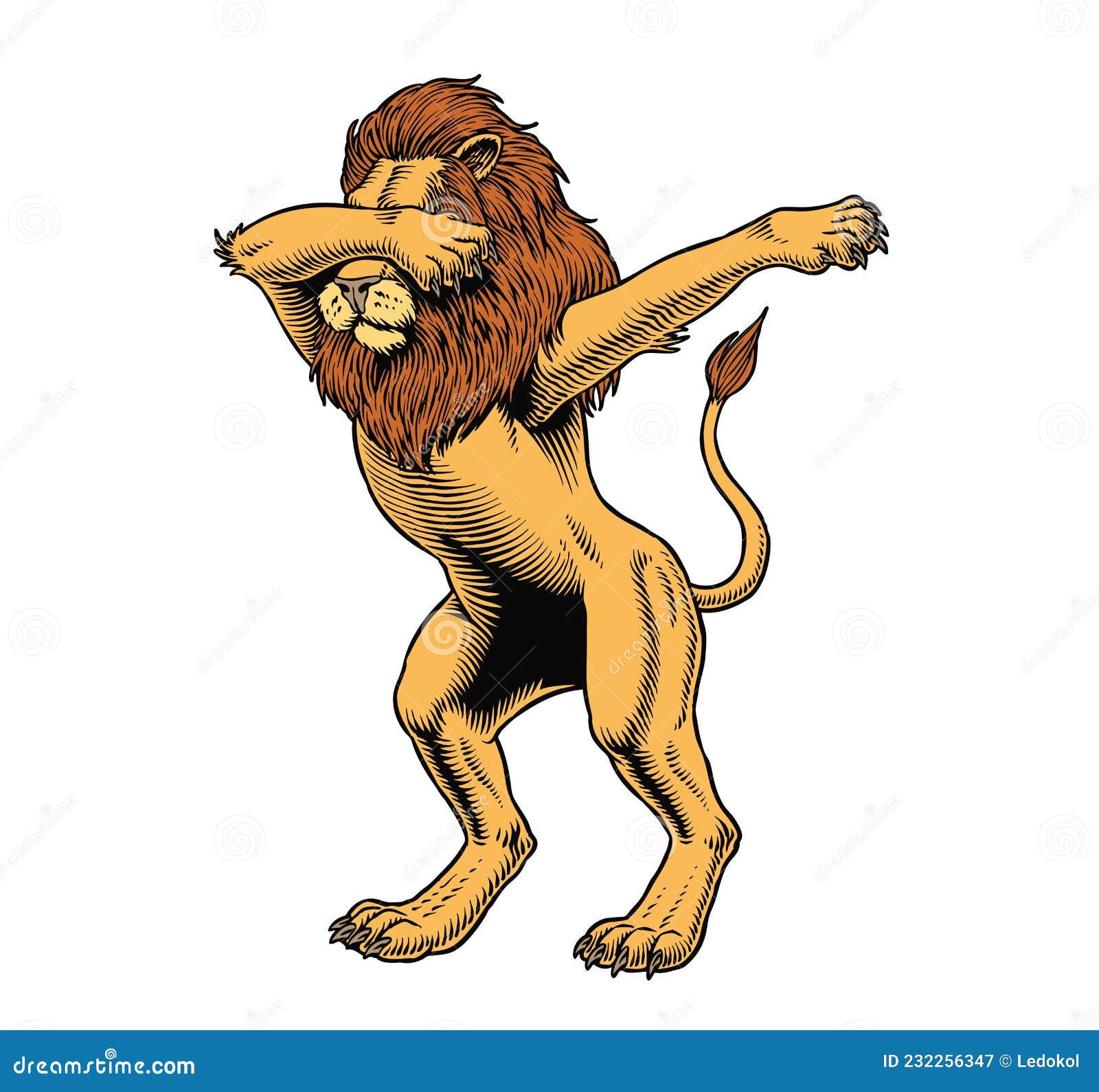 Lion Dabbing On White Background. Dab Meme Dance Move. Comic Style ...