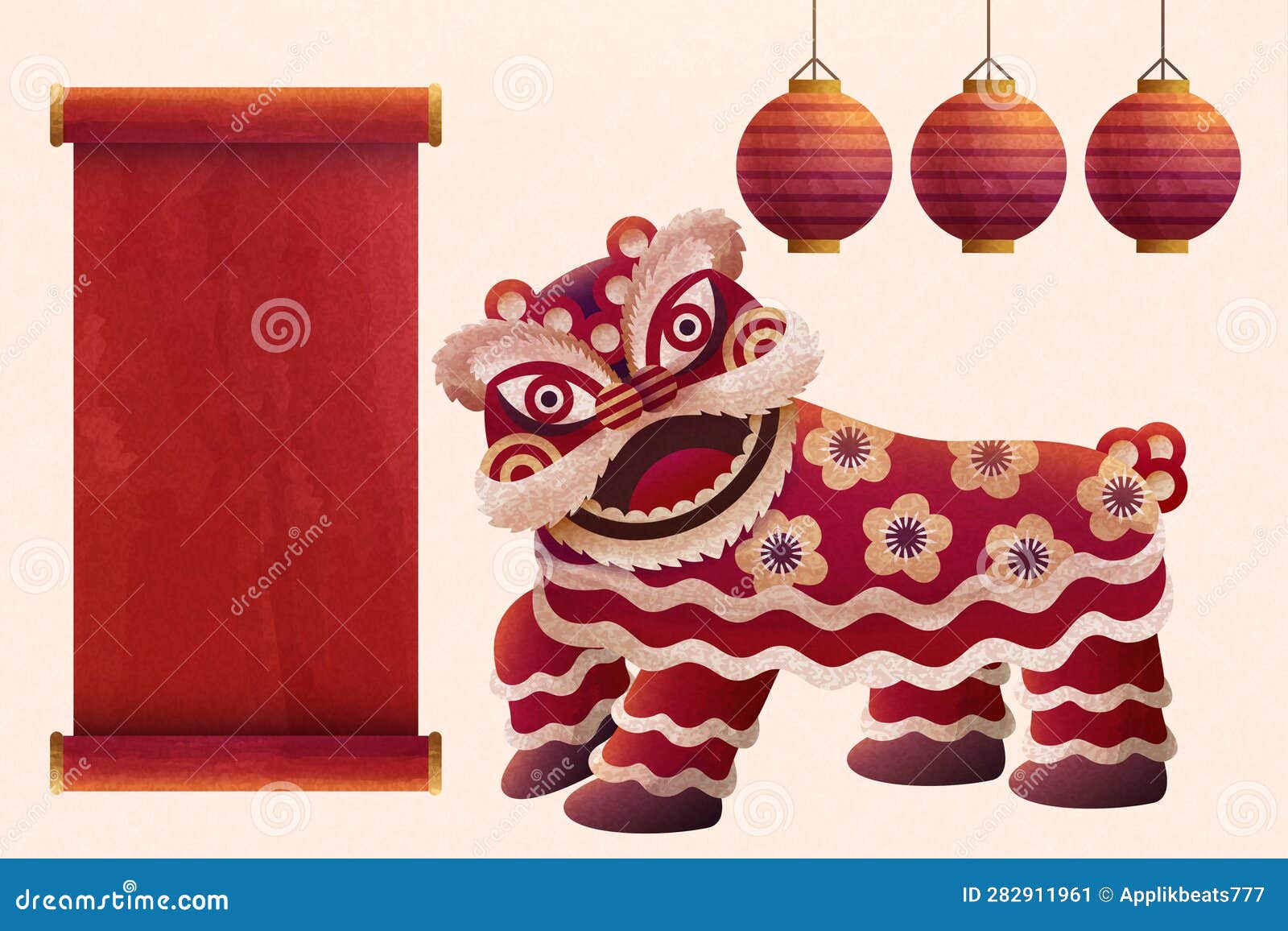 Lion dance design elements stock vector. Illustration of dance - 282911961