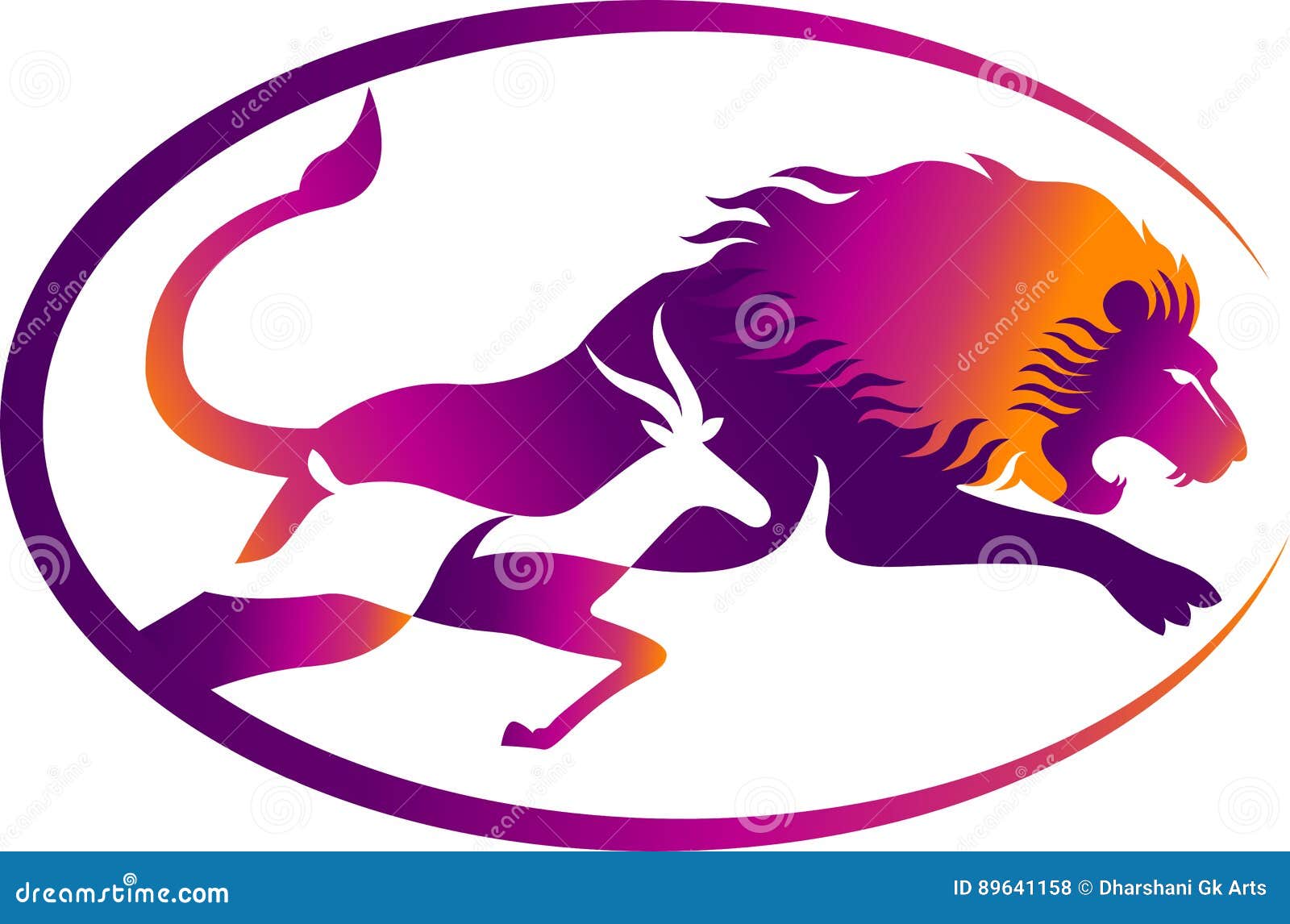 The Lion Is Chasing An Impala In An African Savanna Cartoon Vector ...