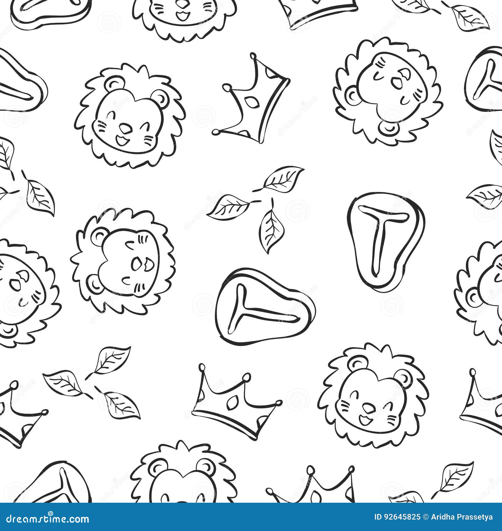Lion Doodle Pattern Background Hand Draw Stock Vector - Illustration of ...