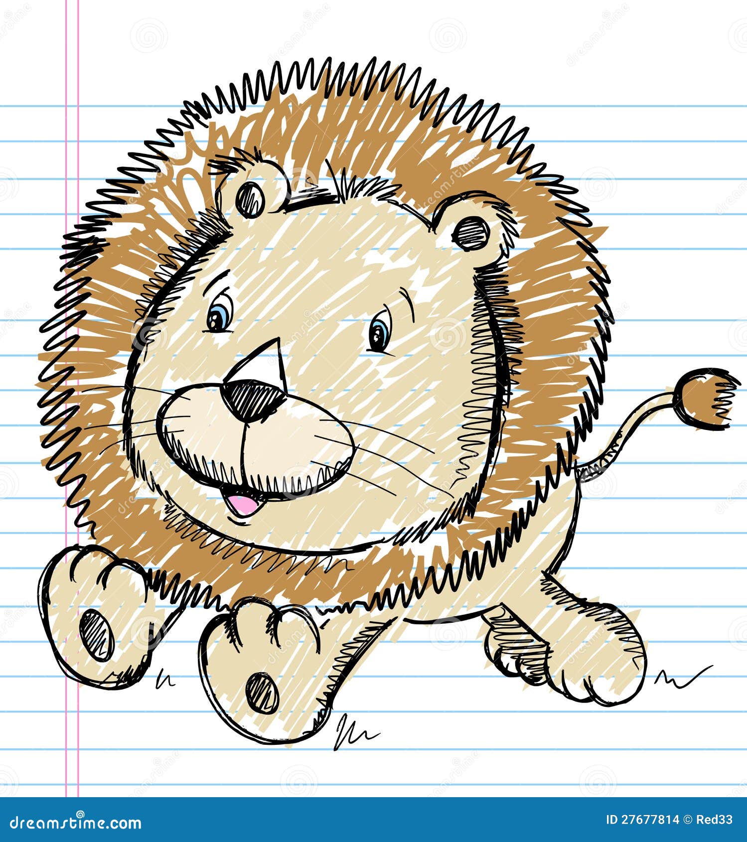 Lion Doodle Sketch Color stock vector. Illustration of safari - 27677814