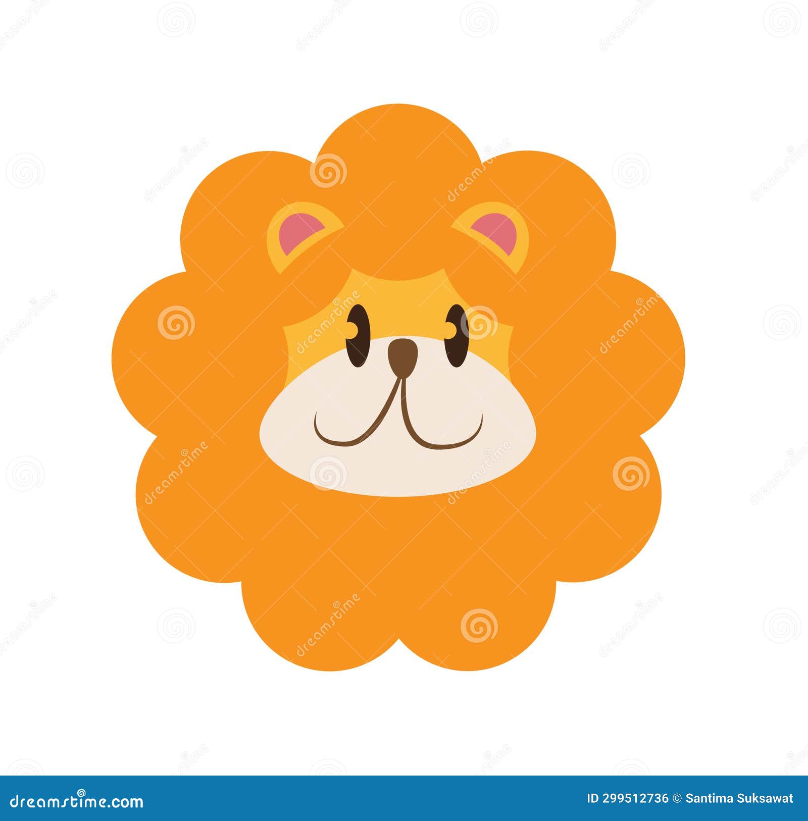 Lion Face Cartoon Character Vector Illustration Stock Illustration ...