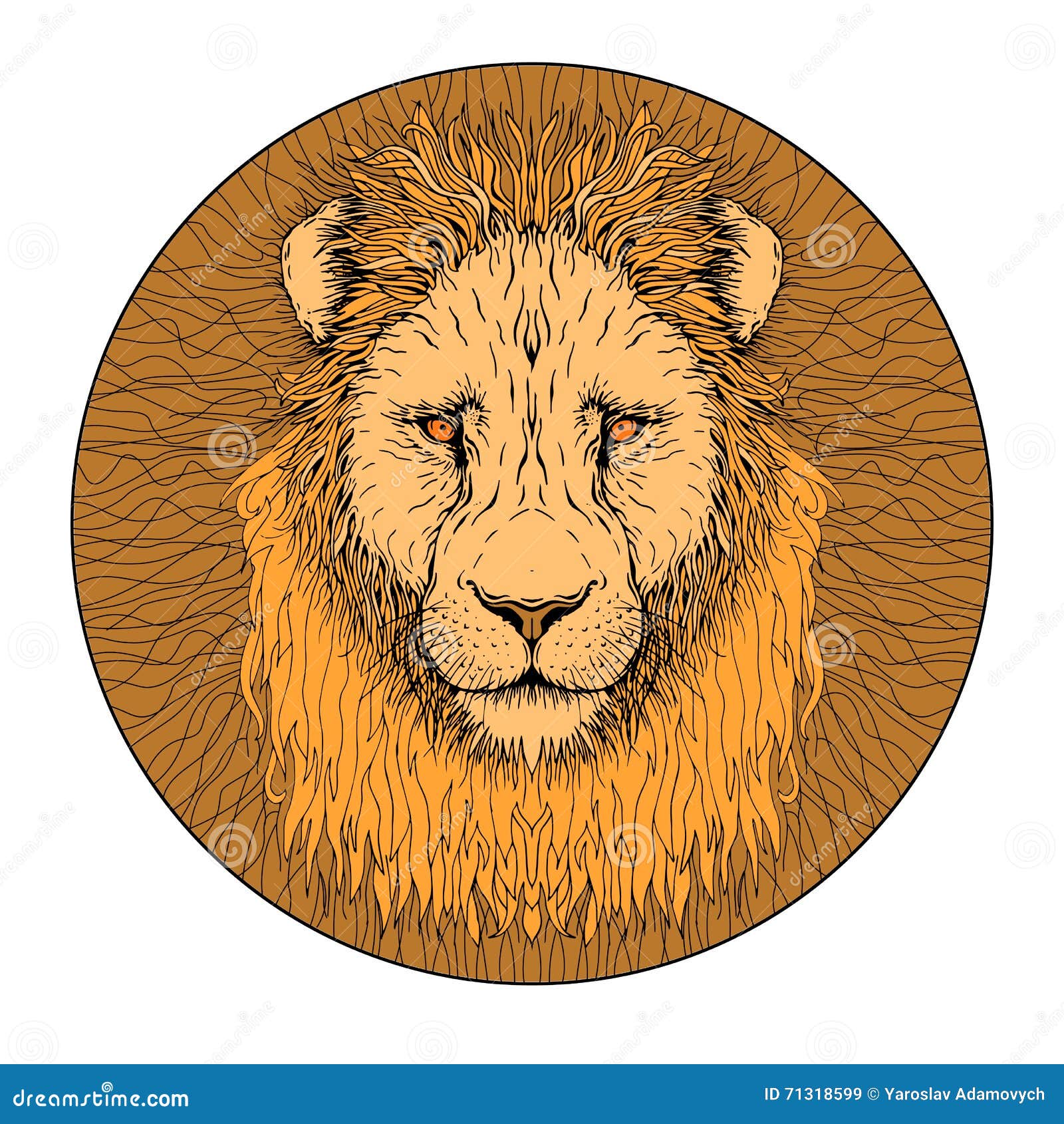 Lion face color realistic stock vector. Illustration of layered - 71318599