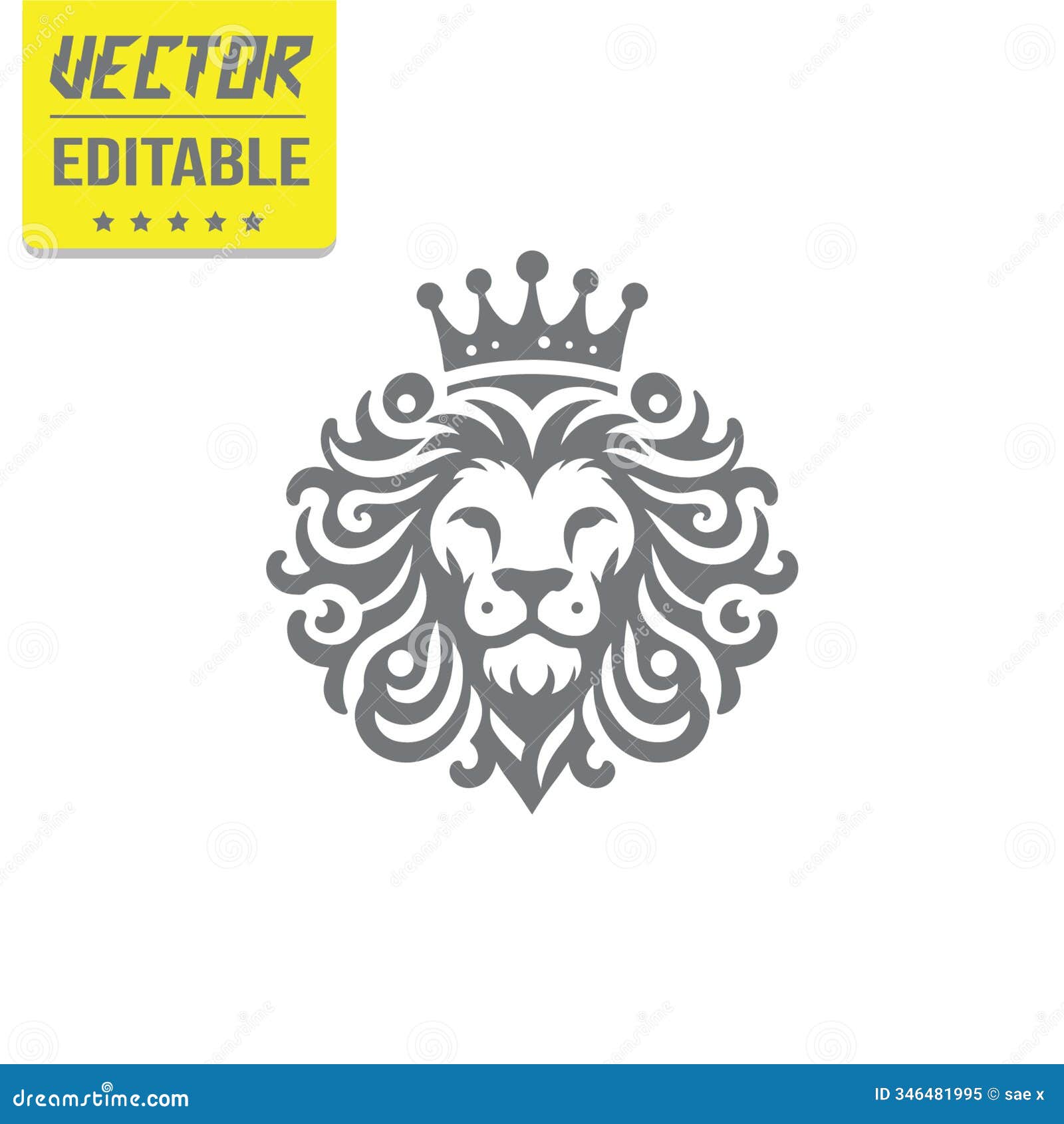 Lion Face, with a Crown on His Head and Cool Dreadlocks Stock ...