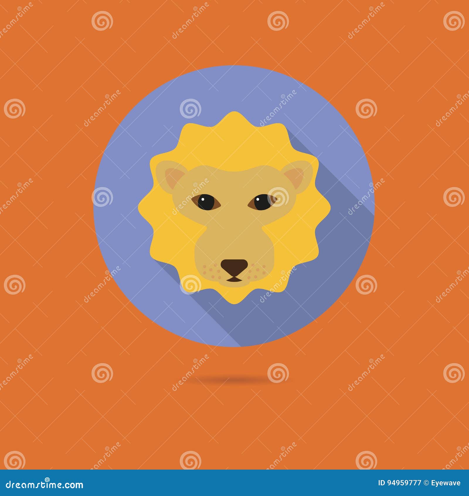 Lion face flat design icon stock vector. Illustration of element - 94959777