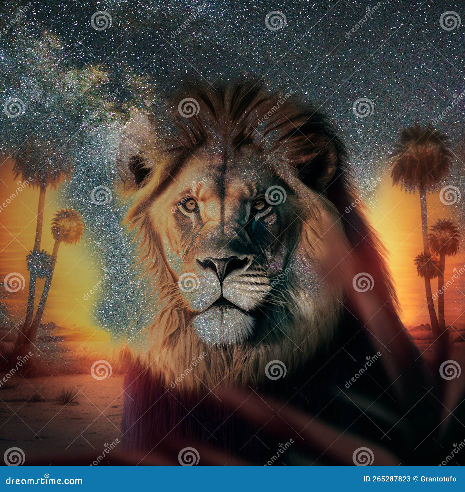 Lion face stock image. Image of hunting, mystic, retro - 265287823