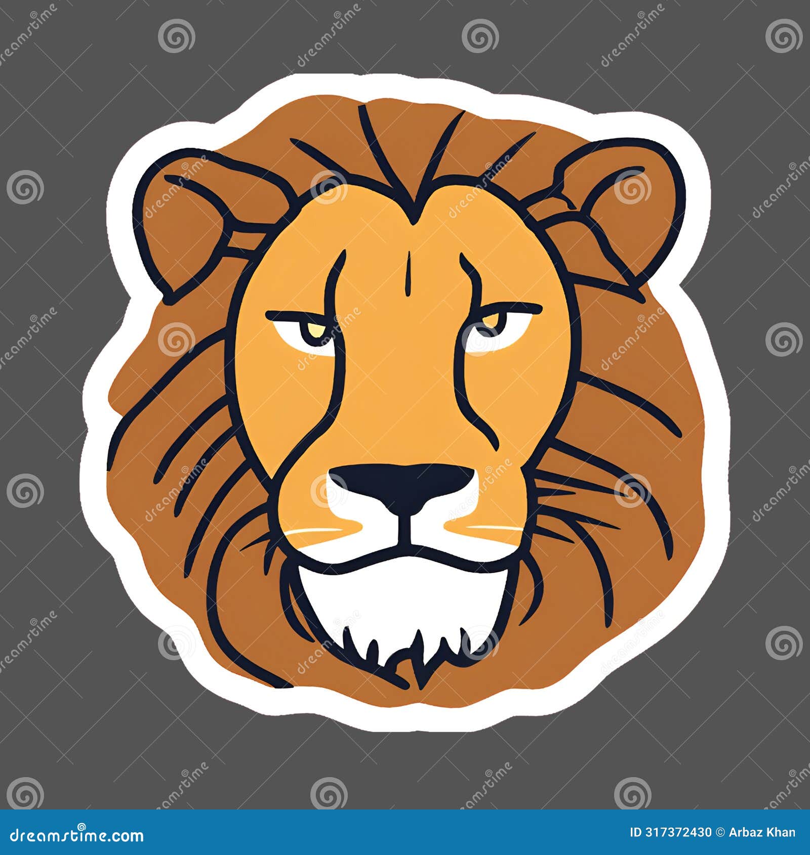 A Lion Face Sticker stock vector. Illustration of african - 317372430