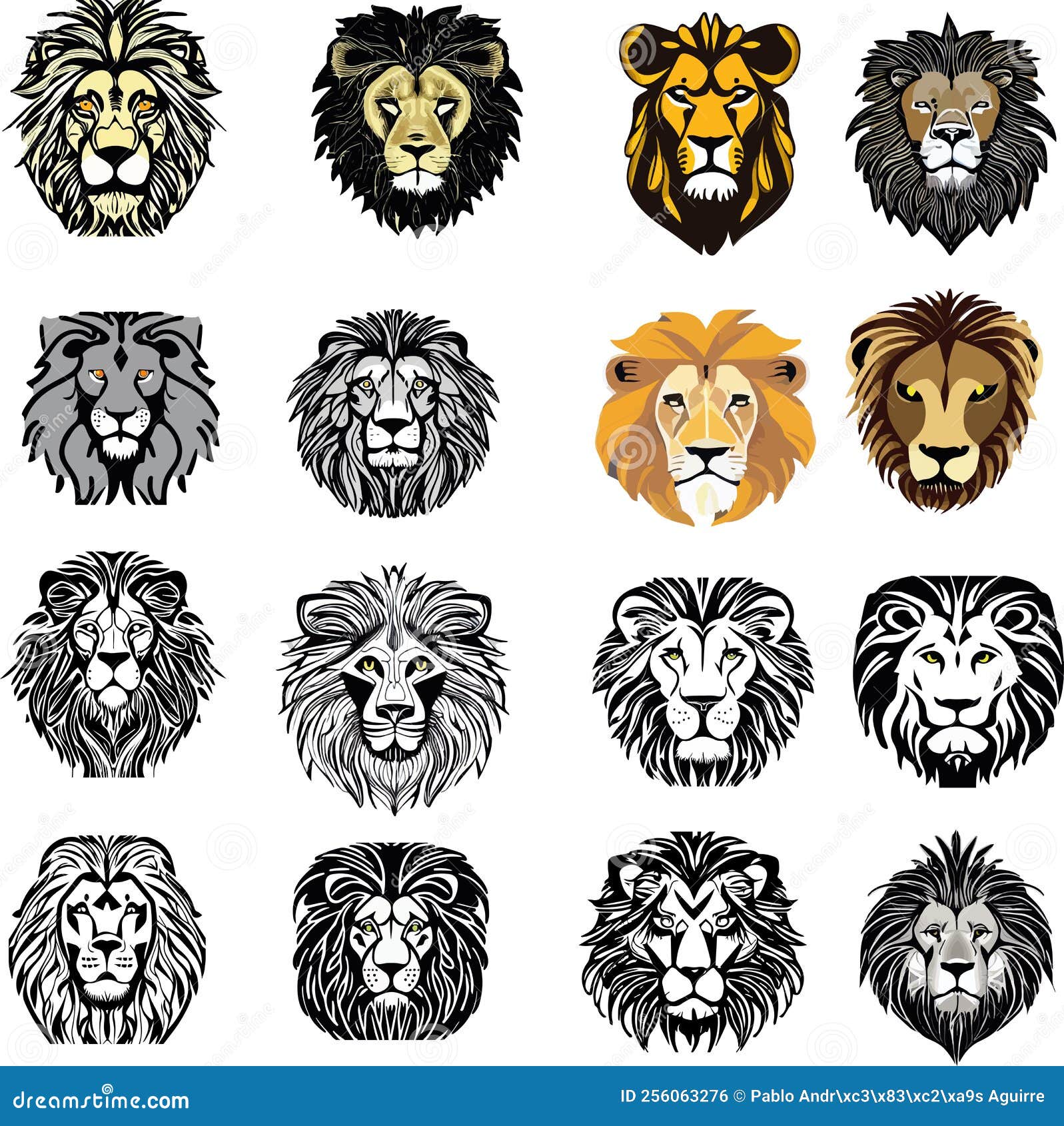 Lion Face on White Background Stock Vector - Illustration of nature ...