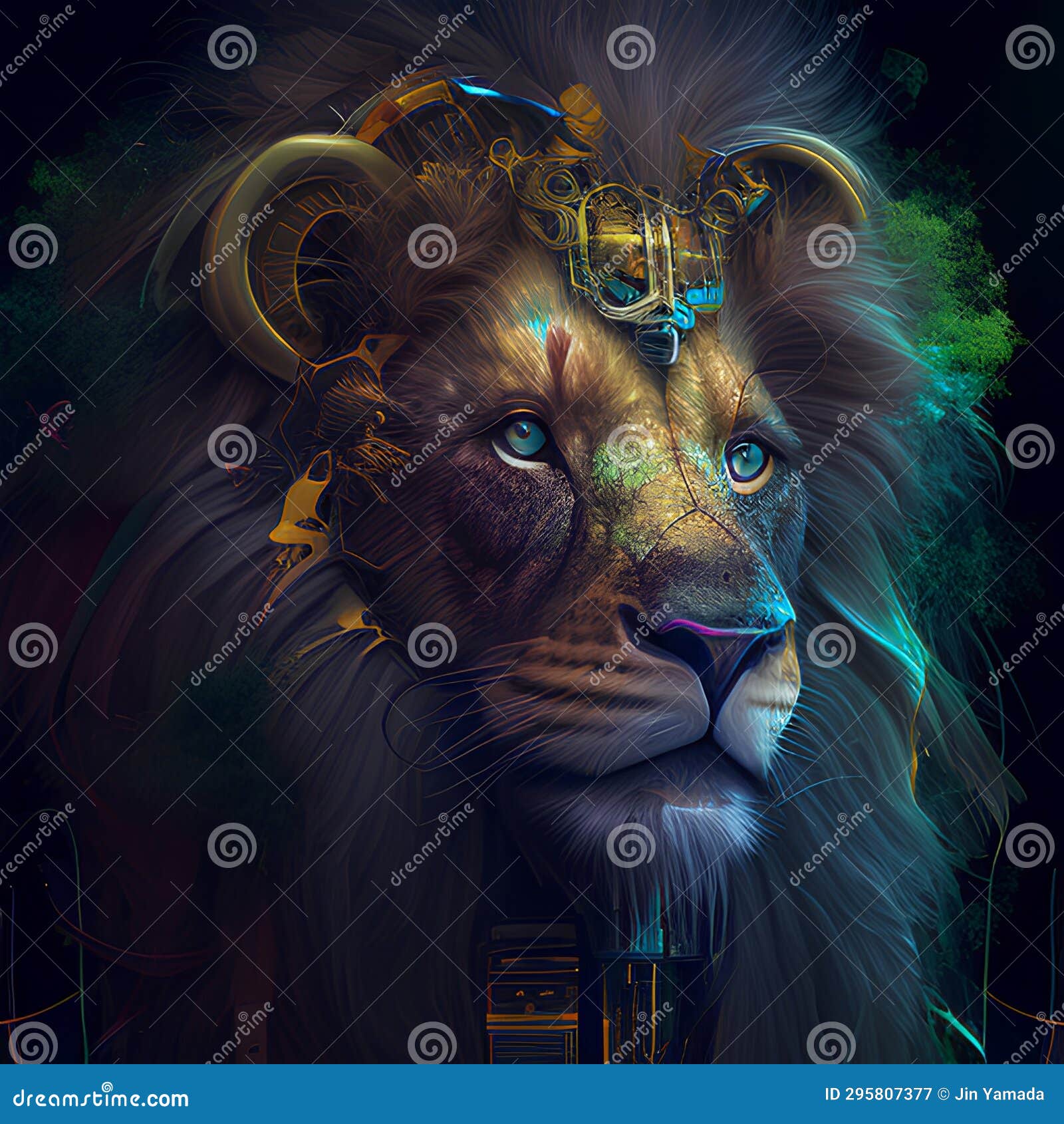 Lion. Fantasy Illustration. Digital Painting. 3D Rendering Stock ...