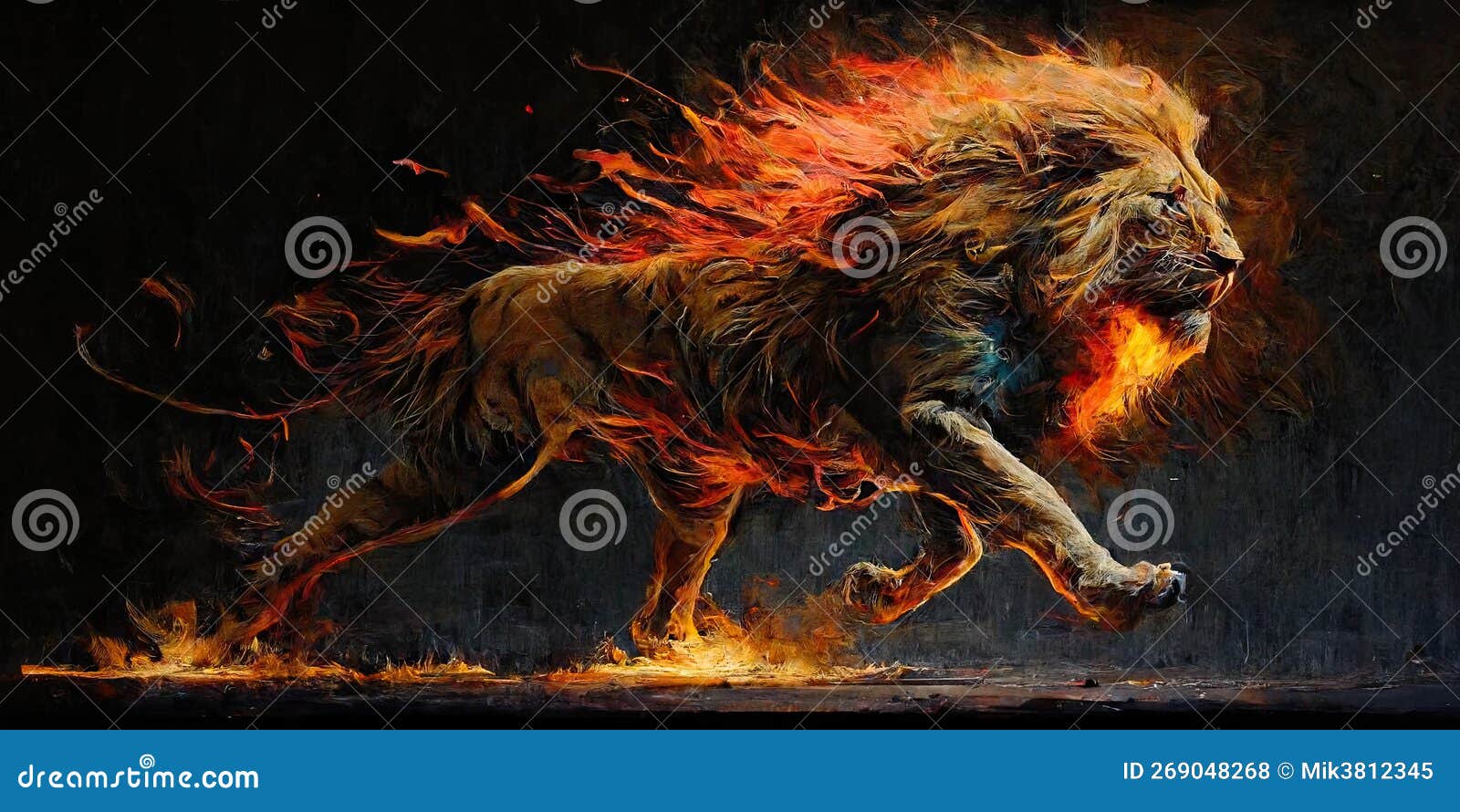 Lion on Fire for Background. Generative AI Stock Illustration ...