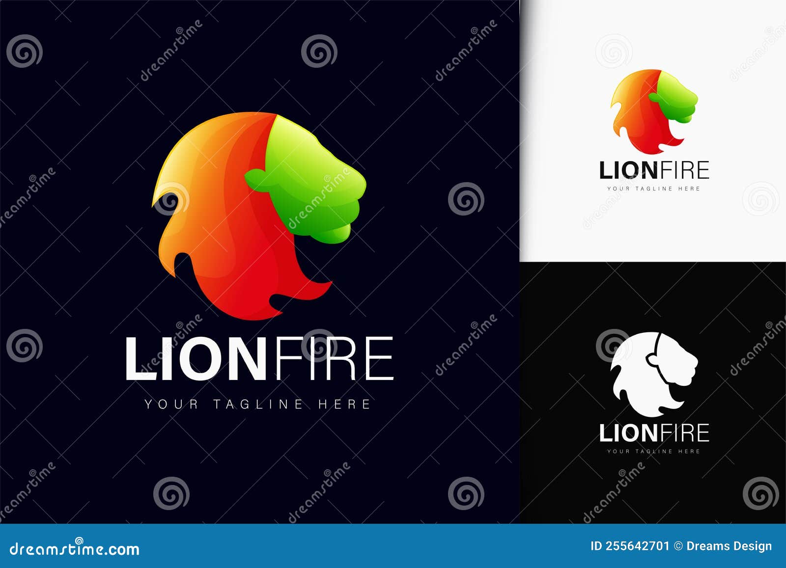 Lion Fire Logo Design with Gradient Stock Vector - Illustration of branding, logo: 255642701