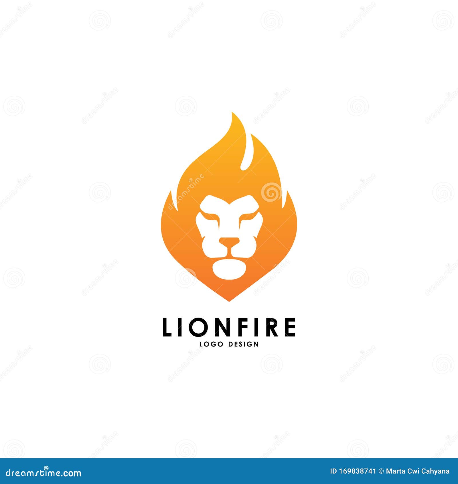 Lion Fire Logo Design With Gradient Cartoon Vector | CartoonDealer.com #255642701