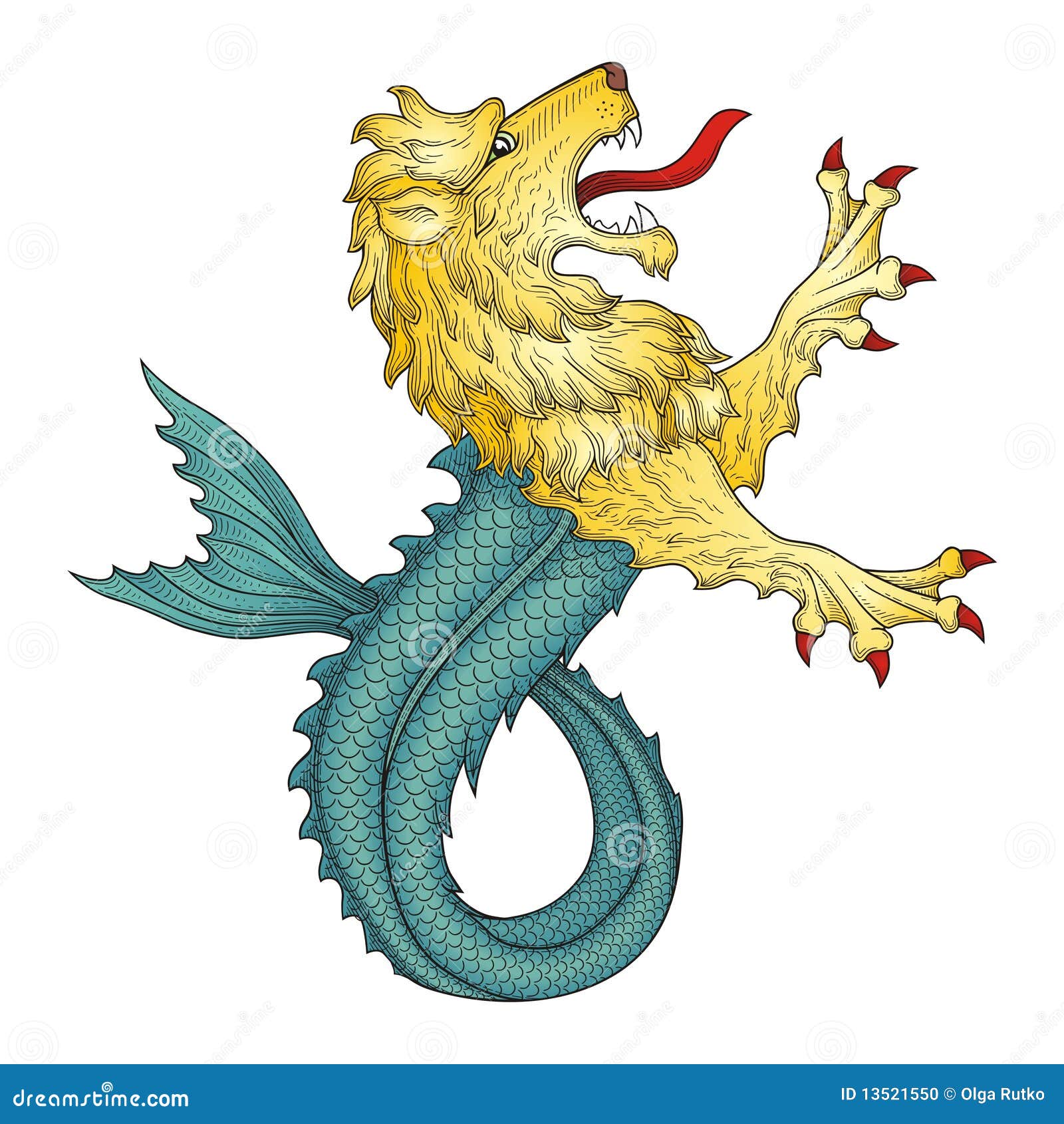 Lion fish stock vector. Illustration of scales, blue - 13521550