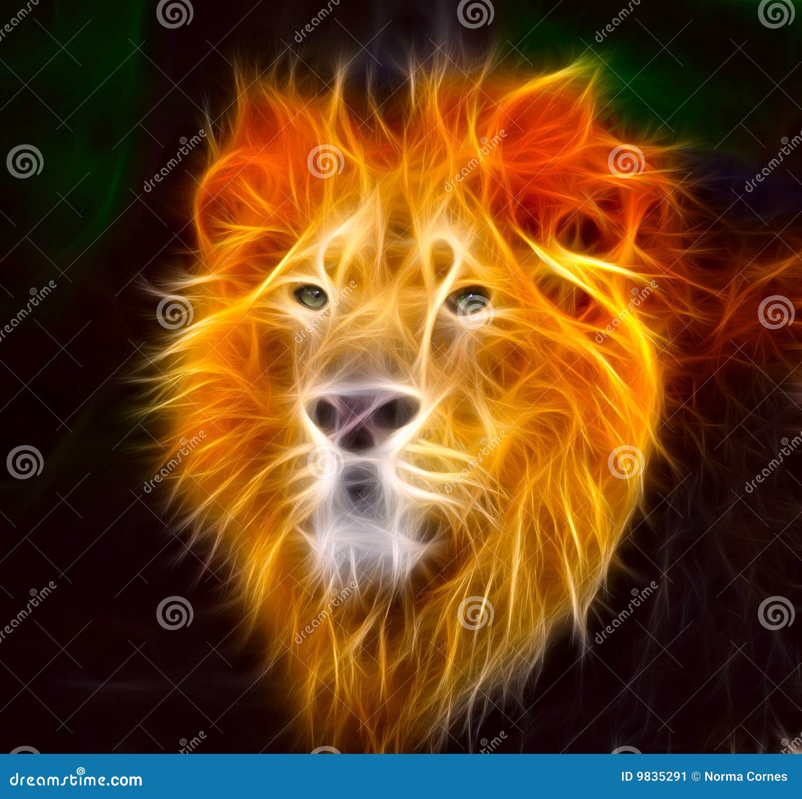 Lion in flames stock illustration. Illustration of asiatic - 9835291