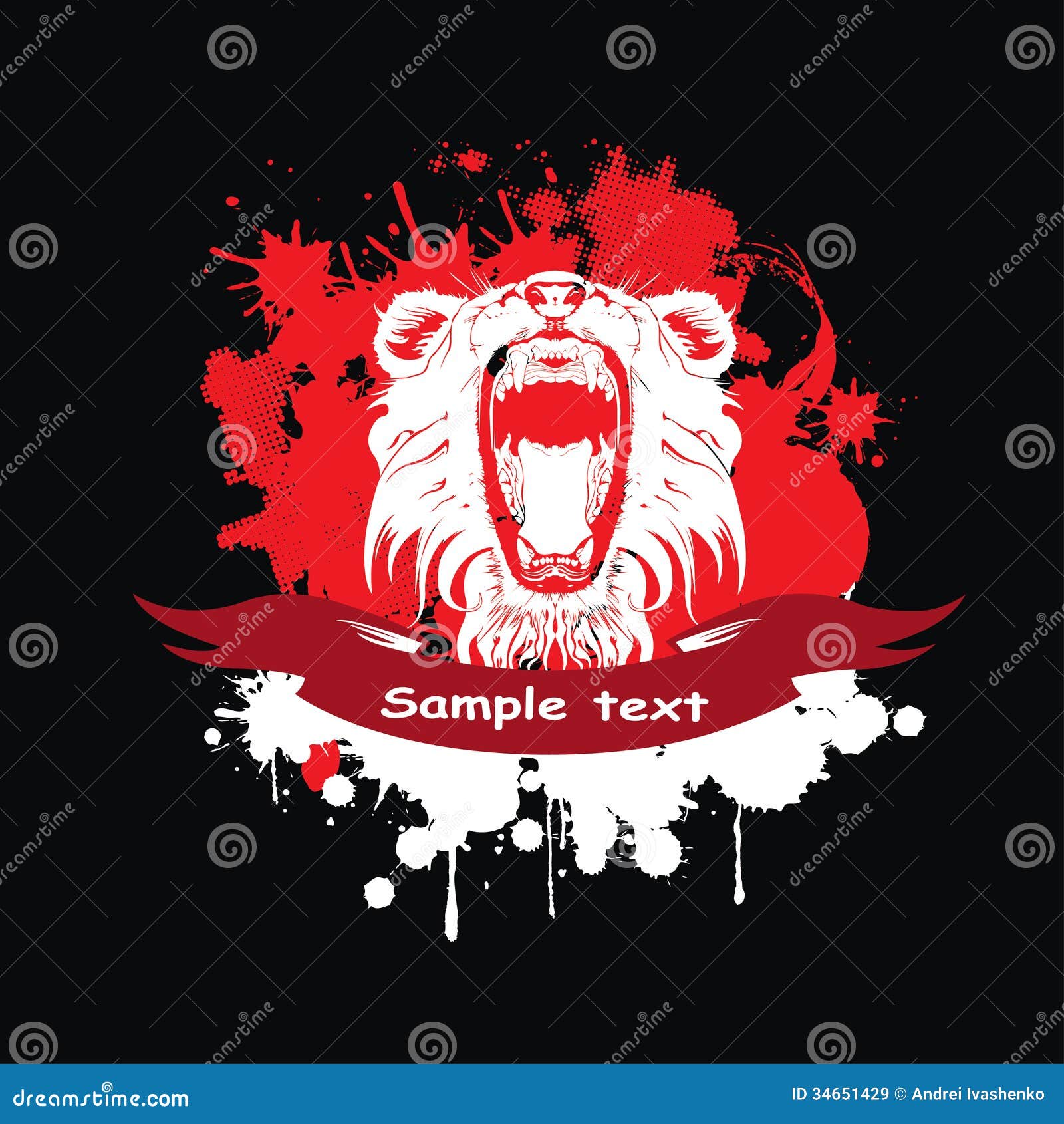Lion in a Frame with a Red Ribbon Stock Vector - Illustration of nature ...