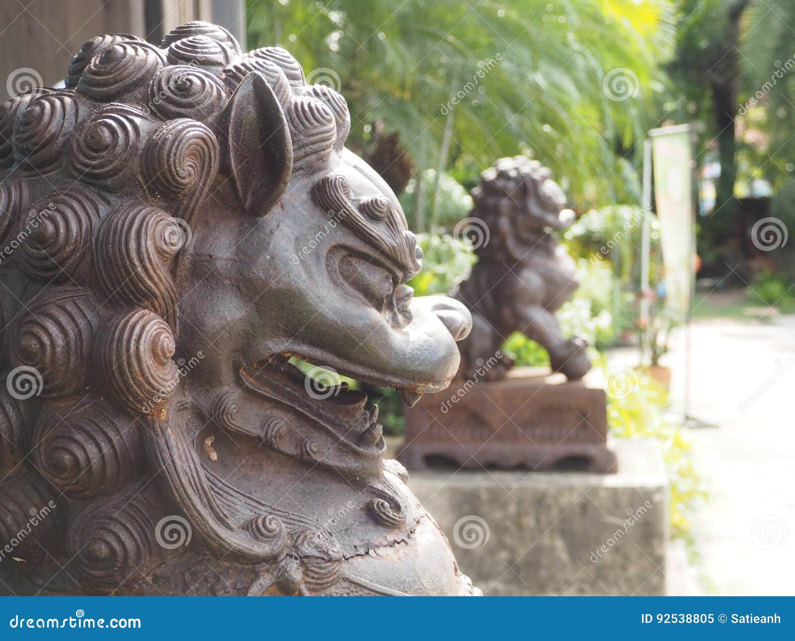 Lion at front main gate. stock image. Image of beautiful - 92538805