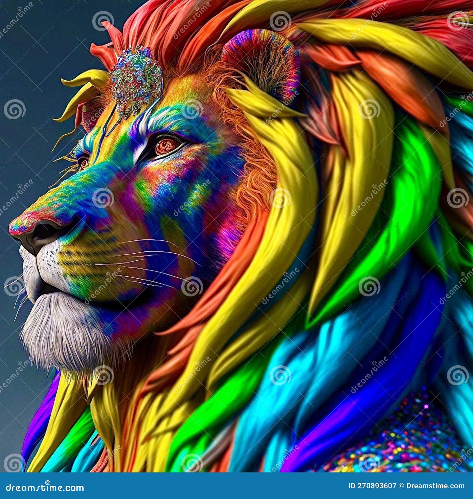 A Lion with Full Colour and Black Background Stock Illustration ...