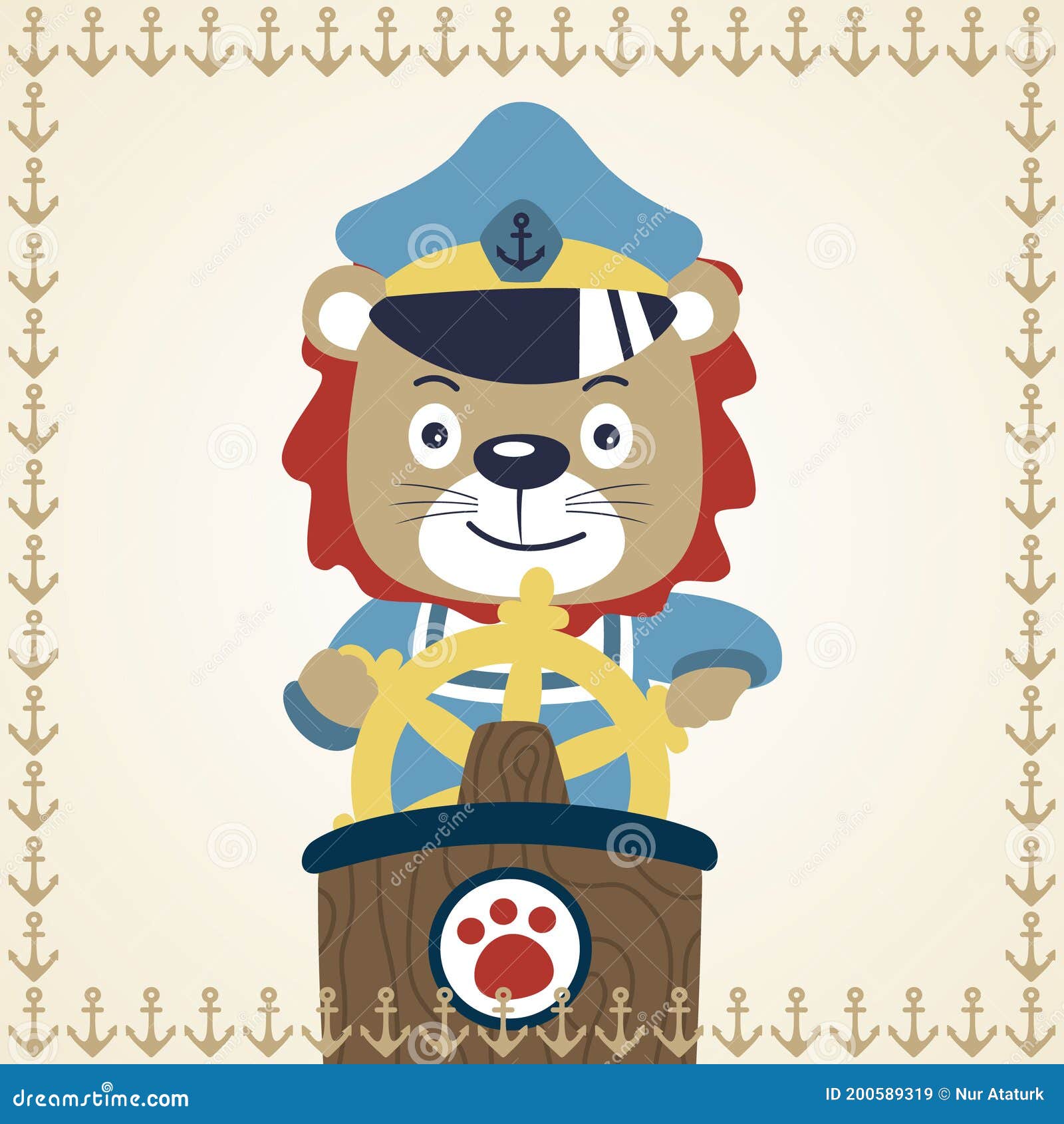 Vector Cartoon of Lion the Funny Skipper Stock Vector - Illustration of ...