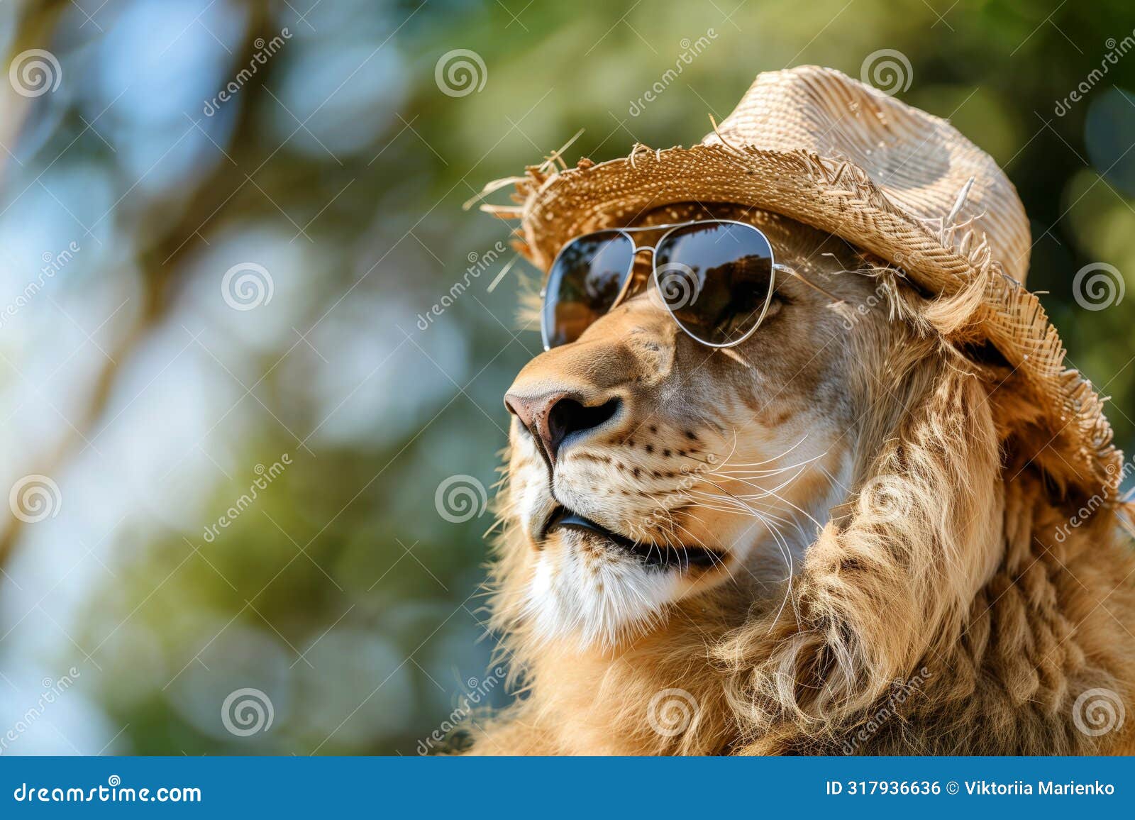 Lion in Hat and Sunglasses: Safari Tour Concept Stock Illustration ...