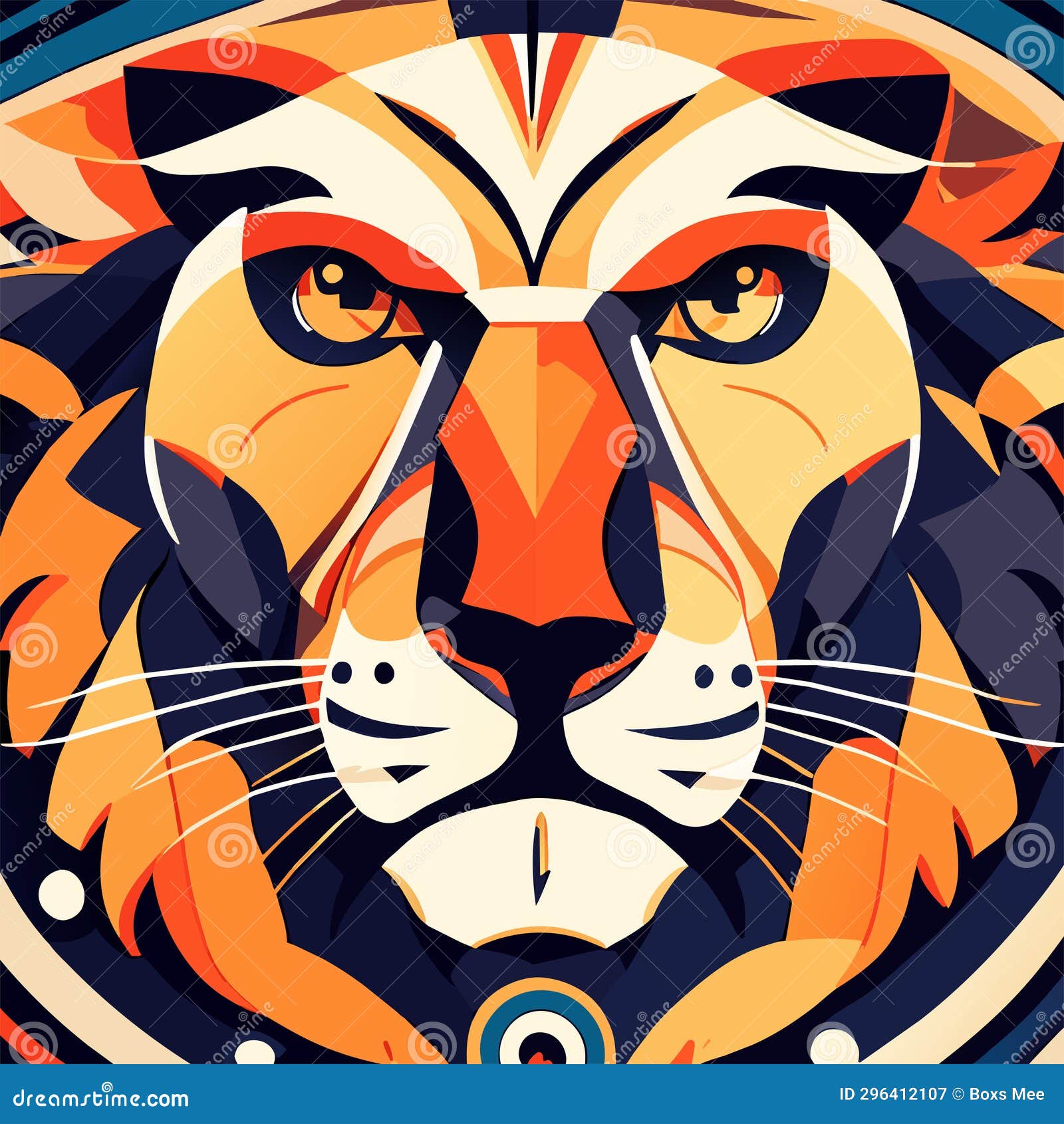 Lion Head with Abstract Pattern on Background. Vector Illustration for ...