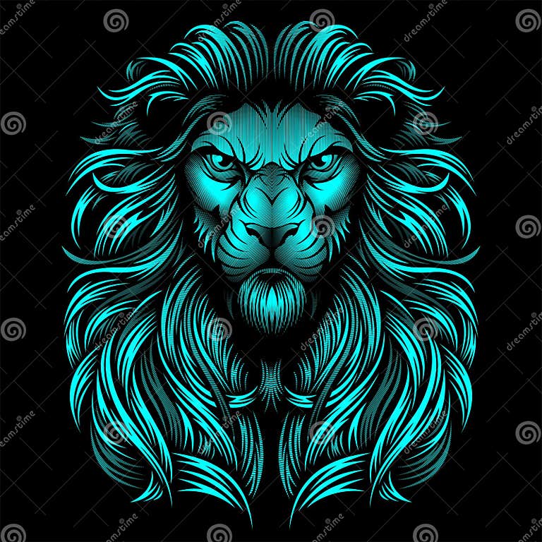 LION HEAD BLUE COLOUR VECTOR IMAGE Stock Vector - Illustration of brand ...