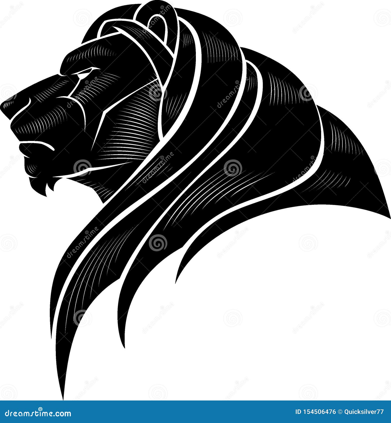 Lion Head Calligraphic Side View Stock Vector - Illustration of ...