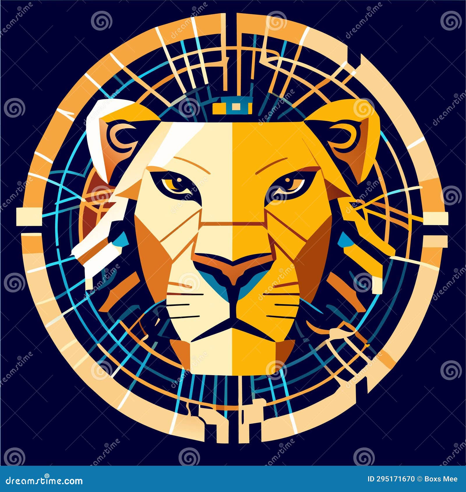 Lion Head in a Circle. Vector Illustration in a Flat Style Stock Vector ...