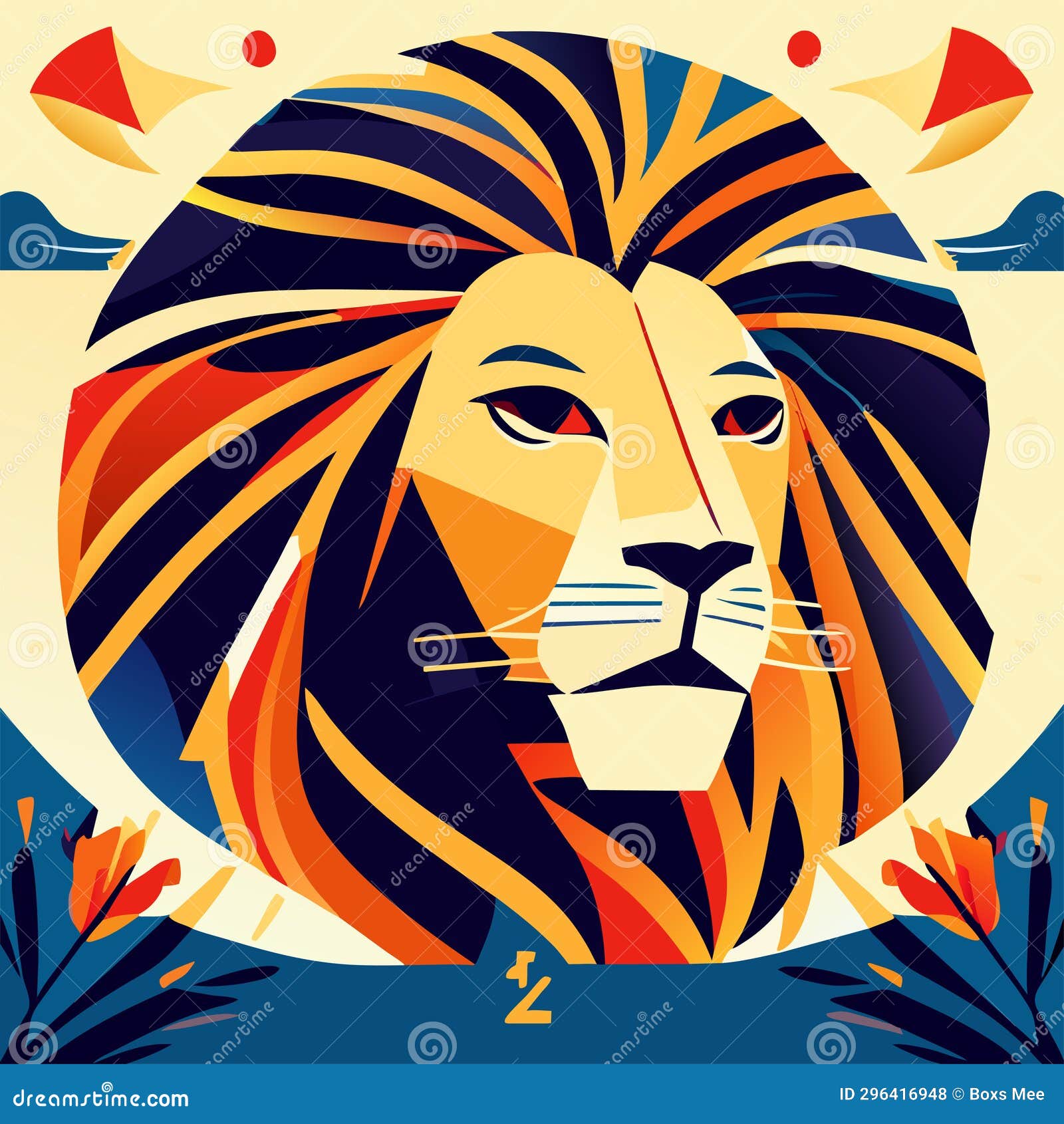 Lion Head in a Circle. Vector Illustration in a Flat Style Stock Vector ...