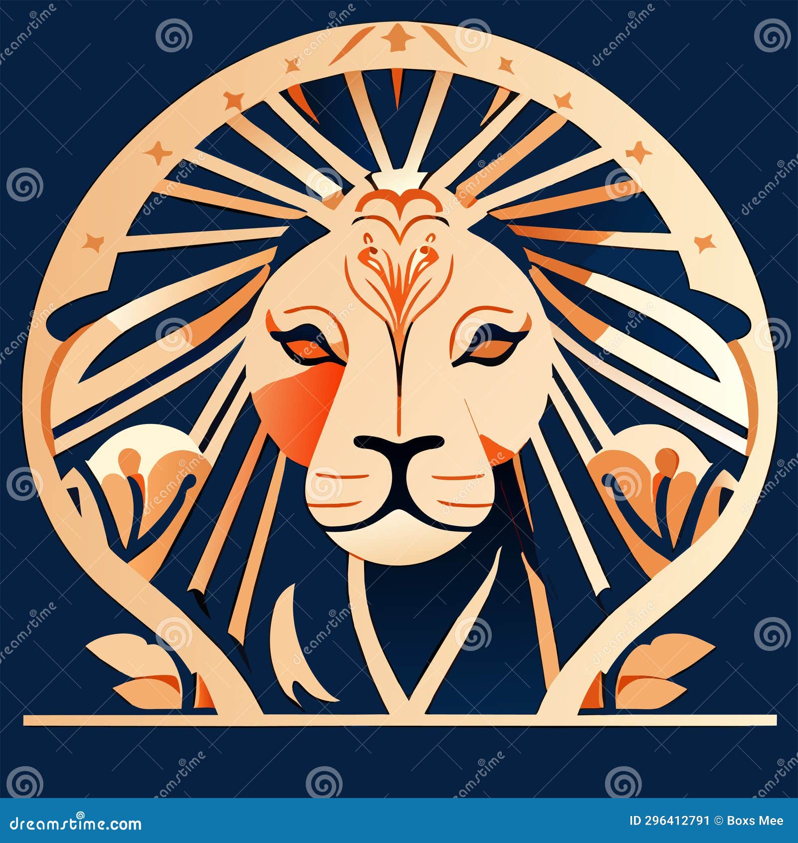Lion Head in a Circle. Vector Illustration in a Flat Style Stock Vector ...